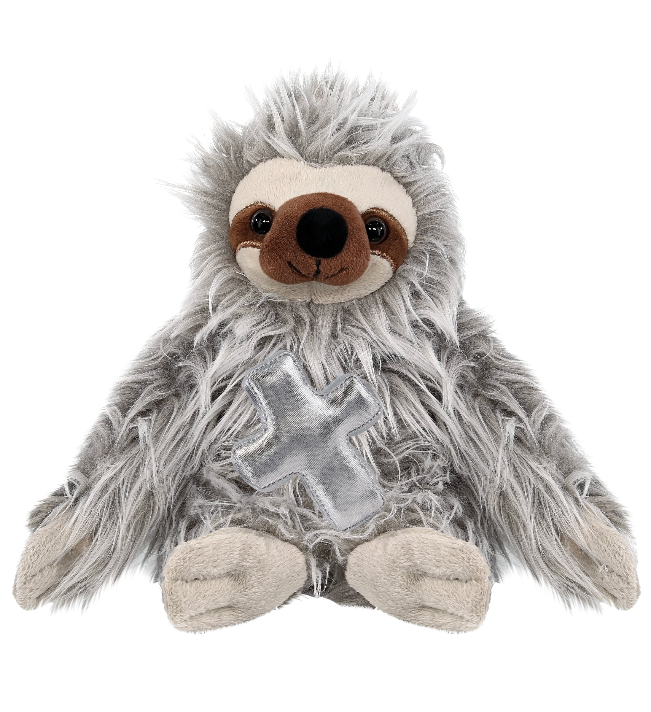 DolliBu Super Soft Grey Sloth Stuffed Animal with Silver Cross Plush ...
