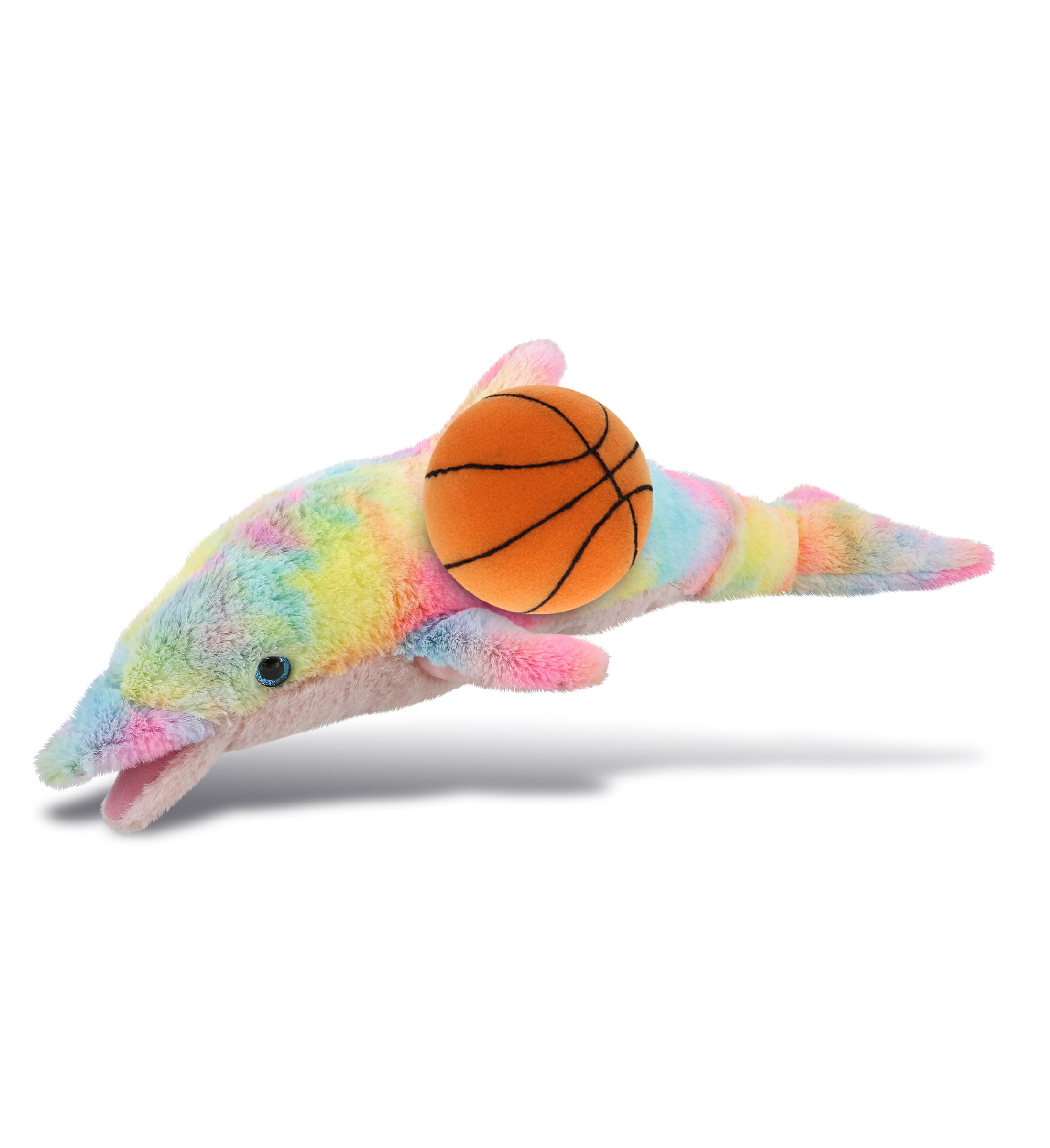 DolliBu Super Soft Large Rainbow Dolphin Stuffed Animal with Basketball ...