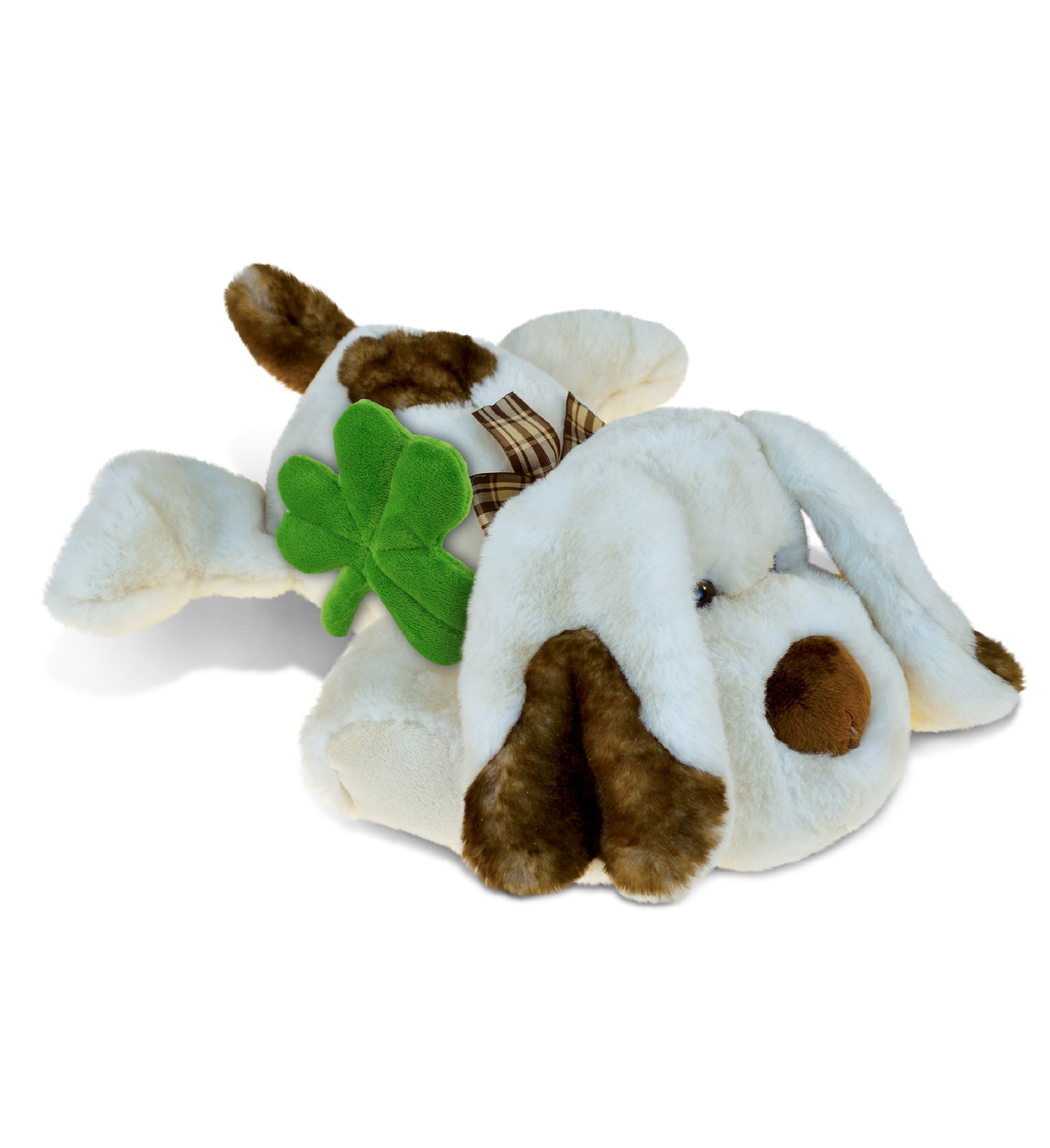 DolliBu Super Soft Lying Dog Stuffed Animal with Green Plush Shamrock ...