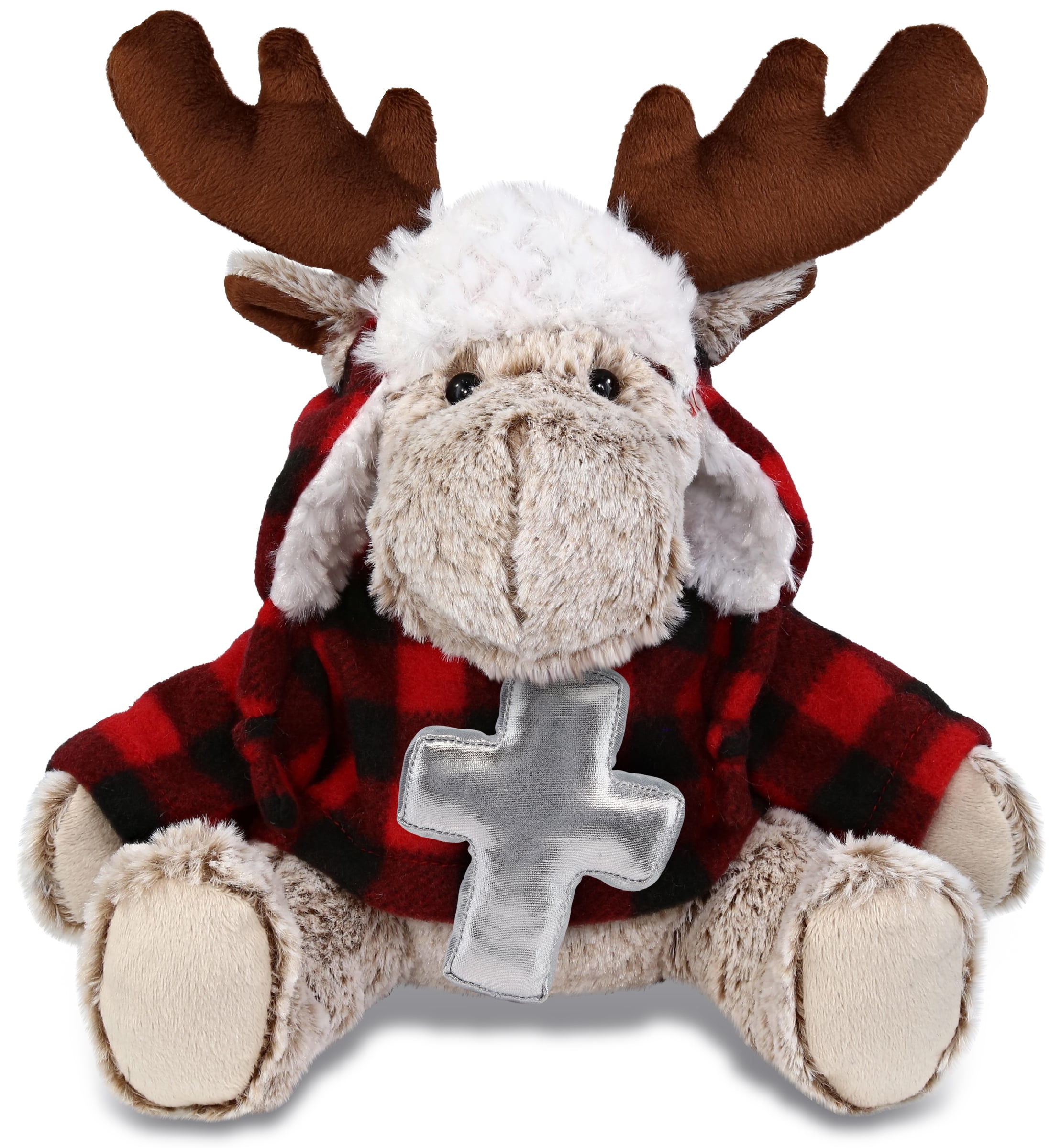 DolliBu Super Soft Moose with Red Plaid Outfit Stuffed Animal with ...