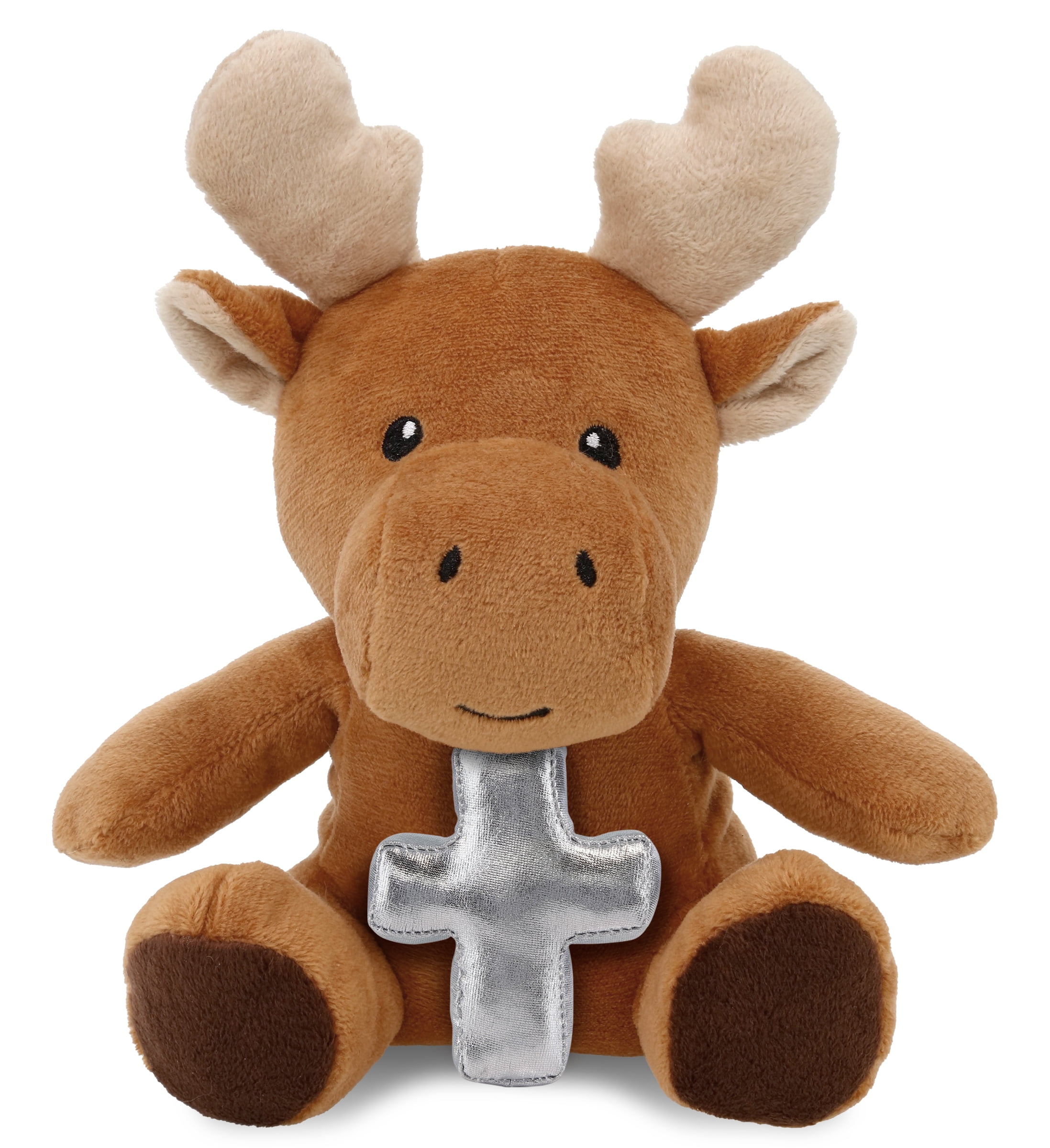 DolliBu Super Soft Moose Stuffed Animal with Silver Cross Plush ...