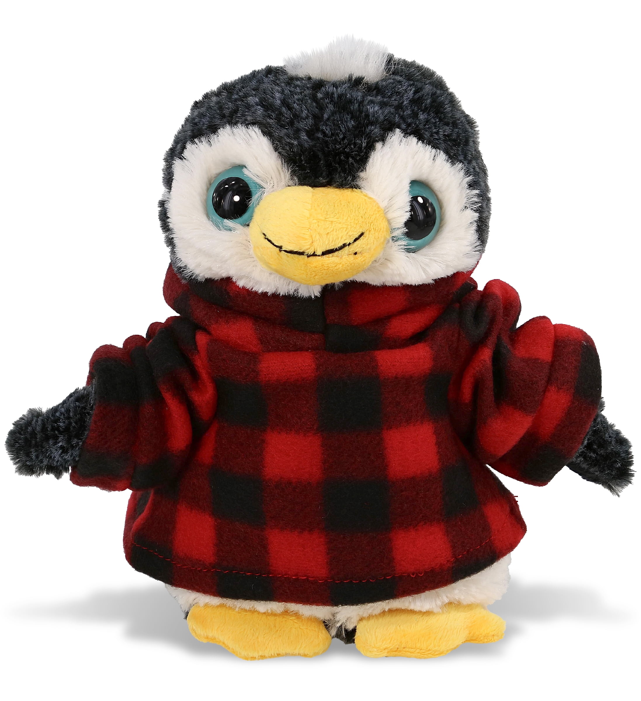 DolliBu Super Soft Penguin Stuffed Animal with Plaid Red Hoodie Sweater ...