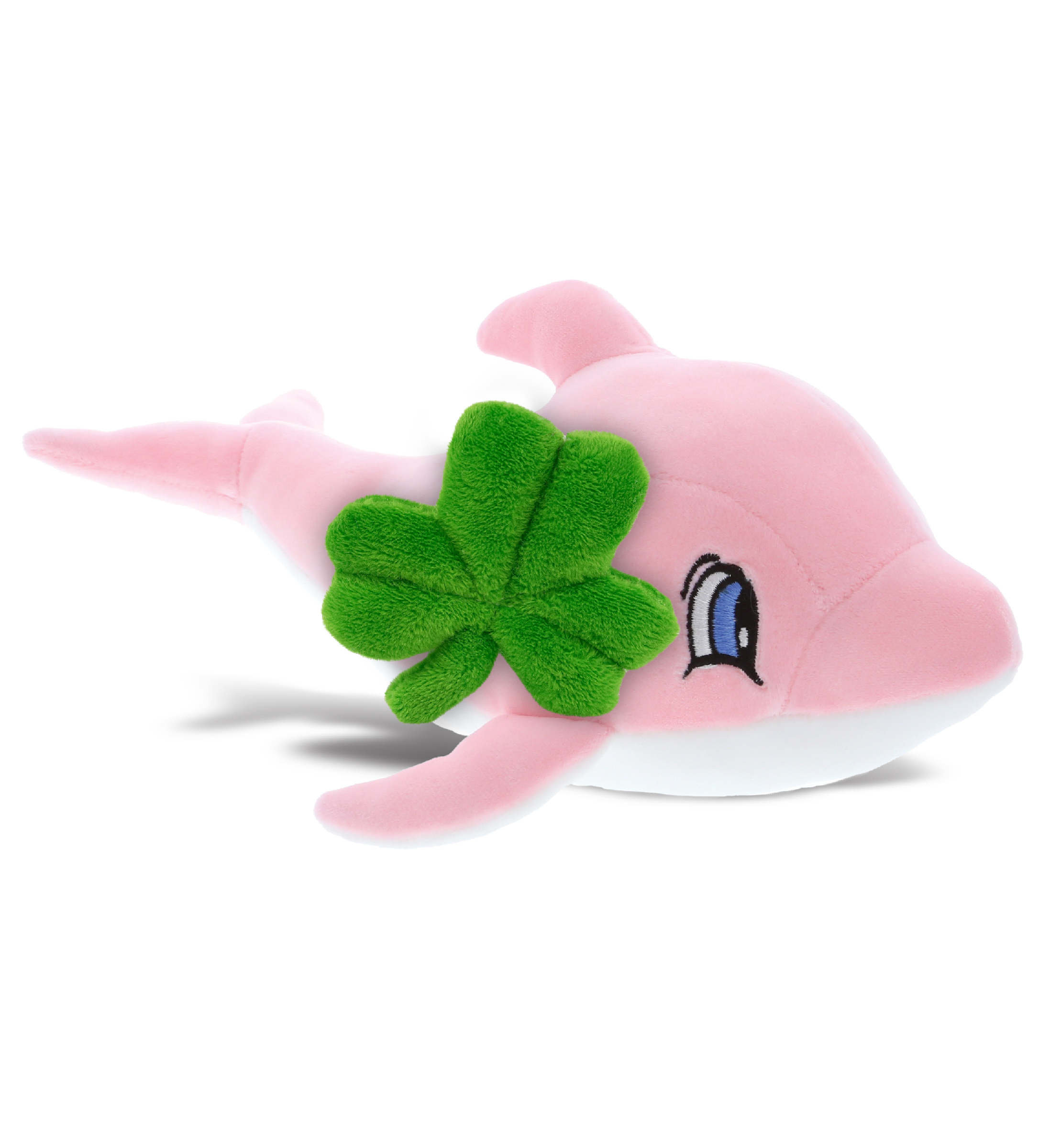 DolliBu Super Soft Pink Dolphin Stuffed Animal with Green Plush ...