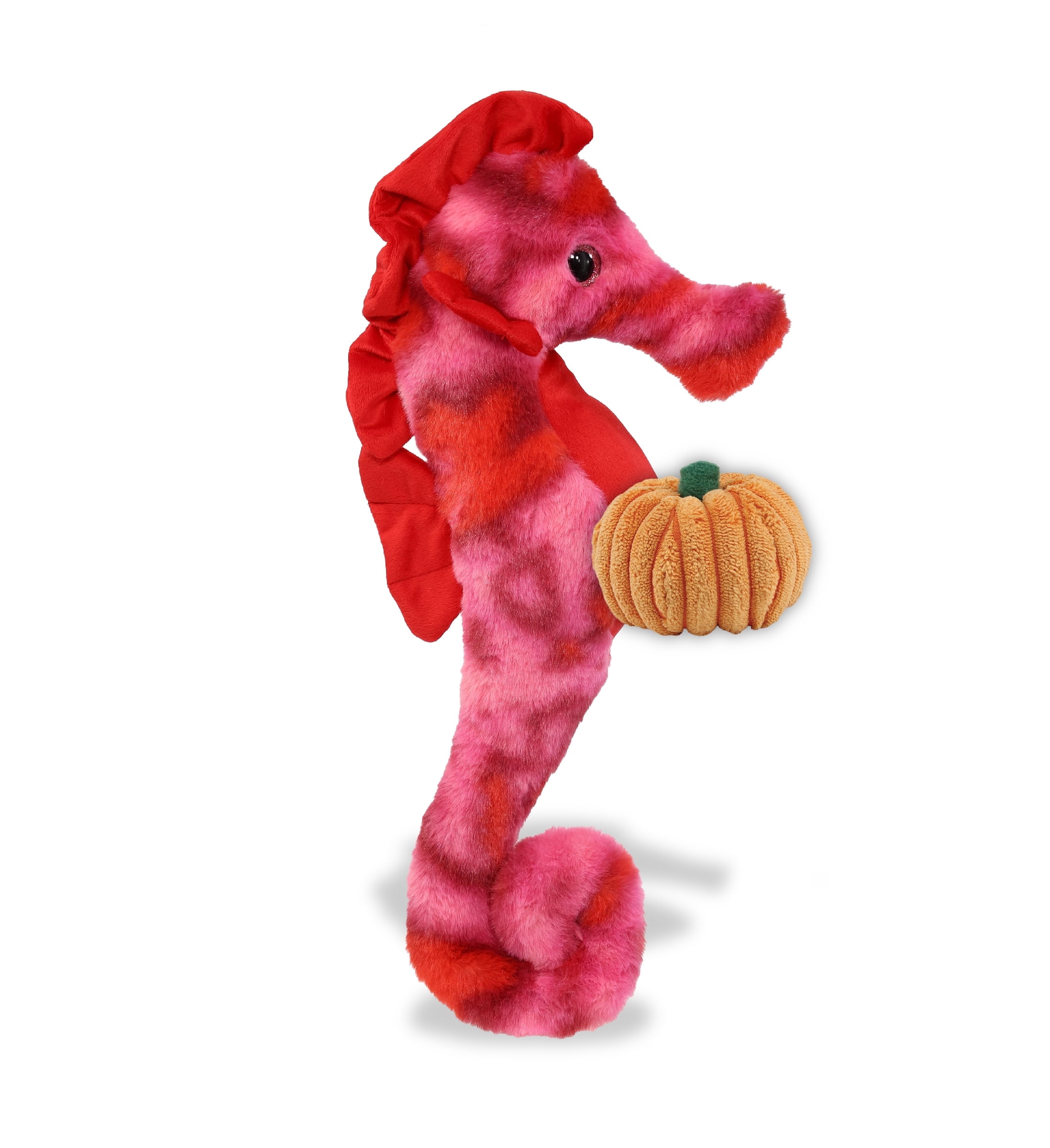 DolliBu Super Soft Pink Tie-Dye Seahorse Stuffed Animal with Pumpkin ...