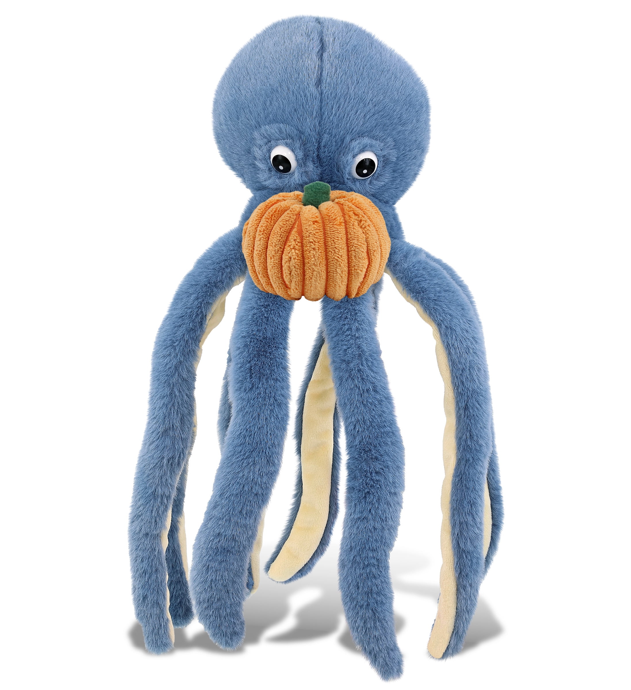 DolliBu Super Soft Plush Blue Octopus Stuffed Animal with Pumpkin Decor ...