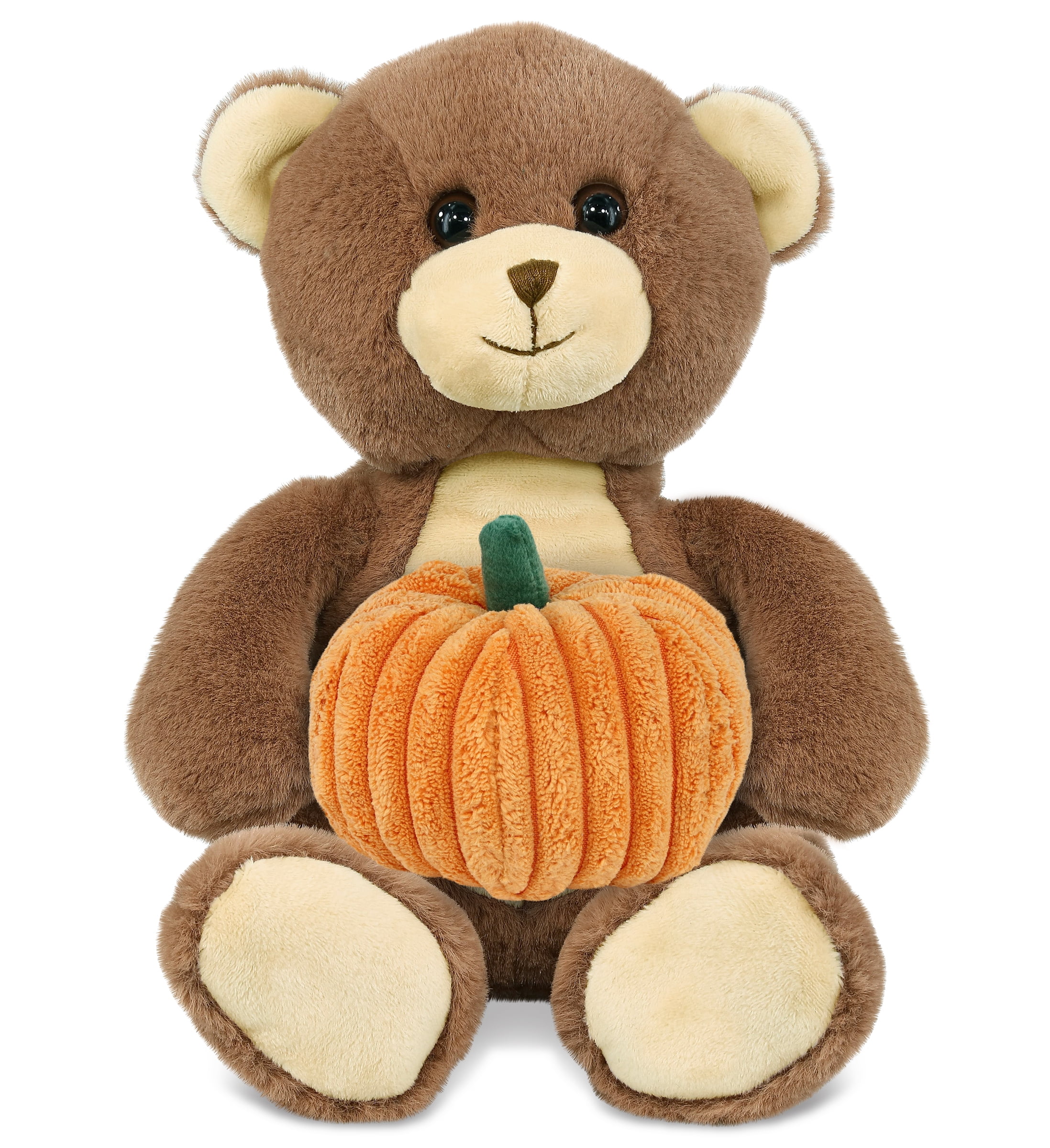DolliBu Super Soft Plush Brown Bear Stuffed Animal with Pumpkin Decor ...