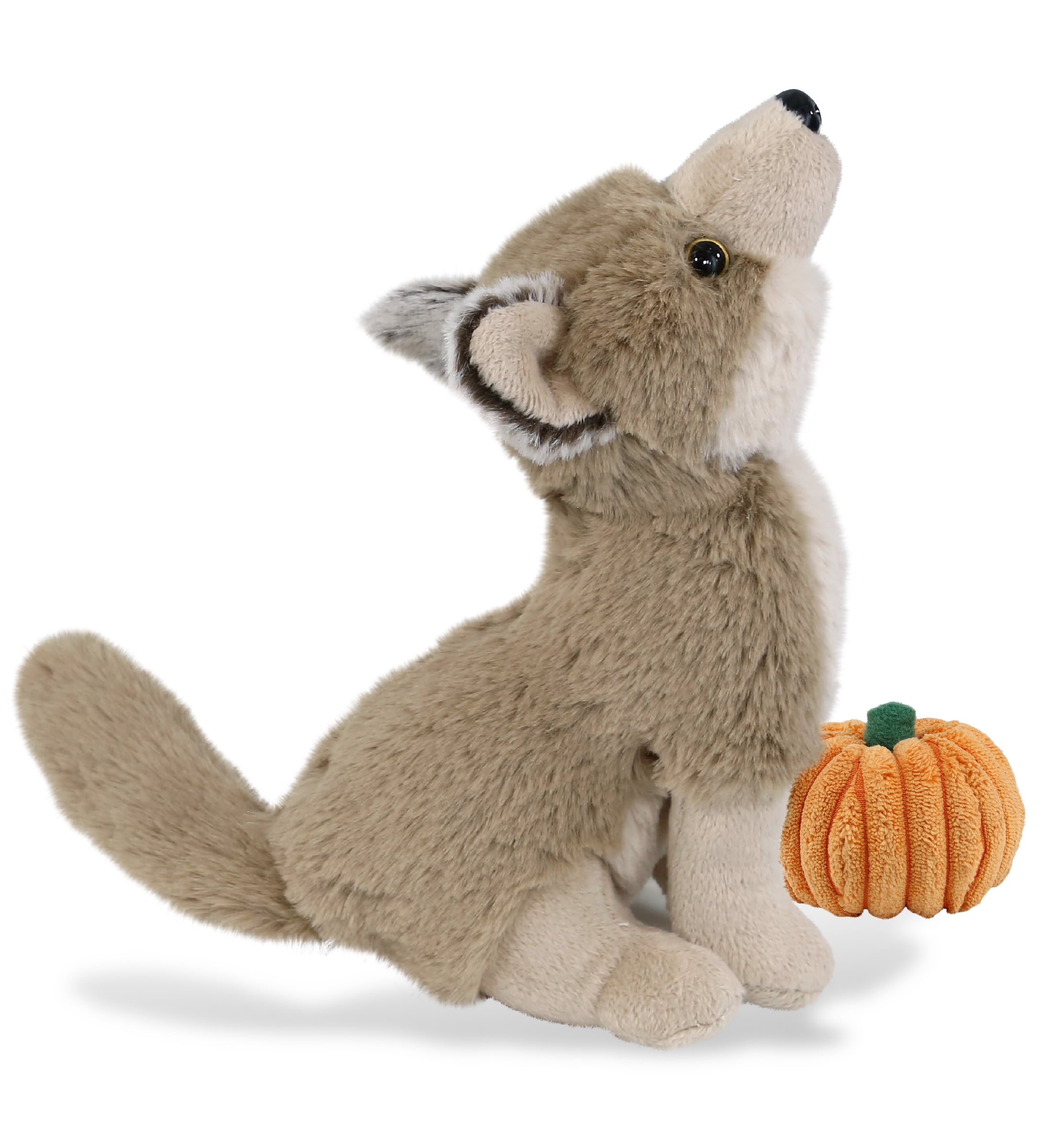 DolliBu Super Soft Plush Howling Wolf Stuffed Animal with Pumpkin Decor ...