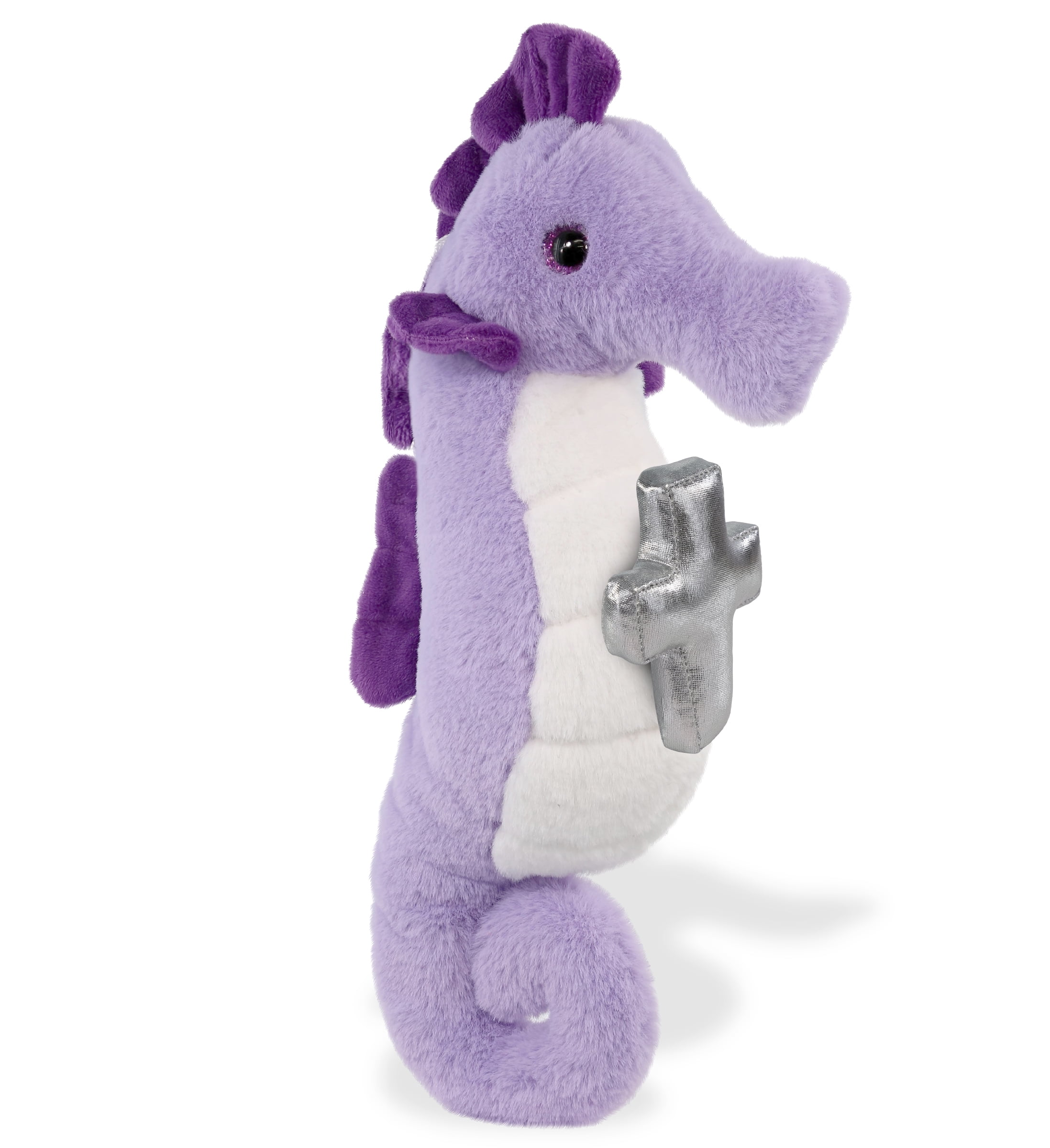 DolliBu Super Soft Purple Seahorse Stuffed Animal with Silver Cross ...