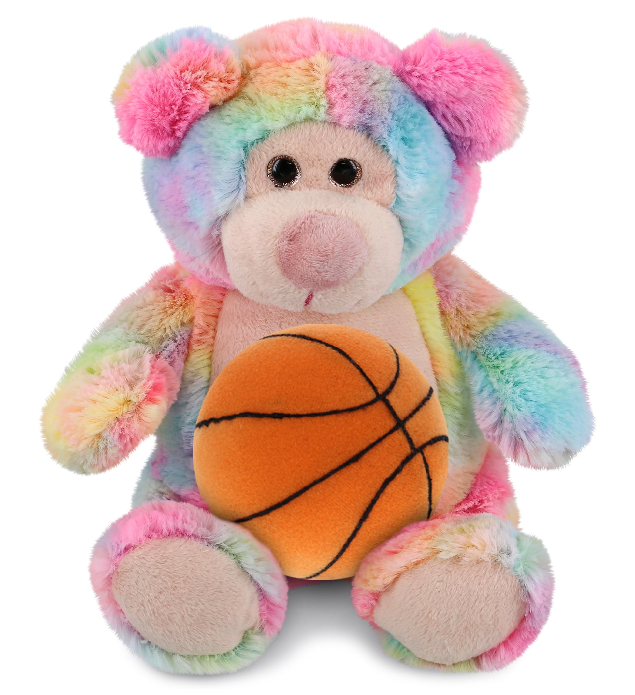 DolliBu Super Soft Rainbow Bear Stuffed Animal with Basketball Plush ...