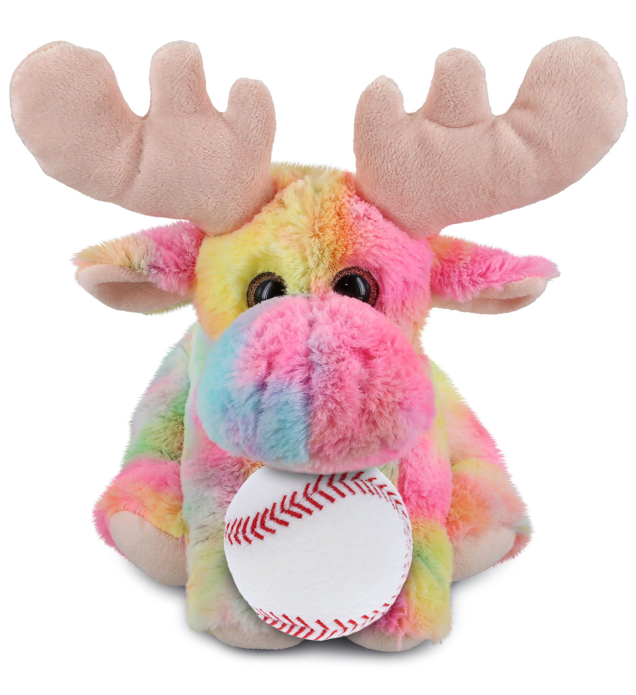DolliBu Super Soft Rainbow Floppy Moose Stuffed Animal with Baseball ...