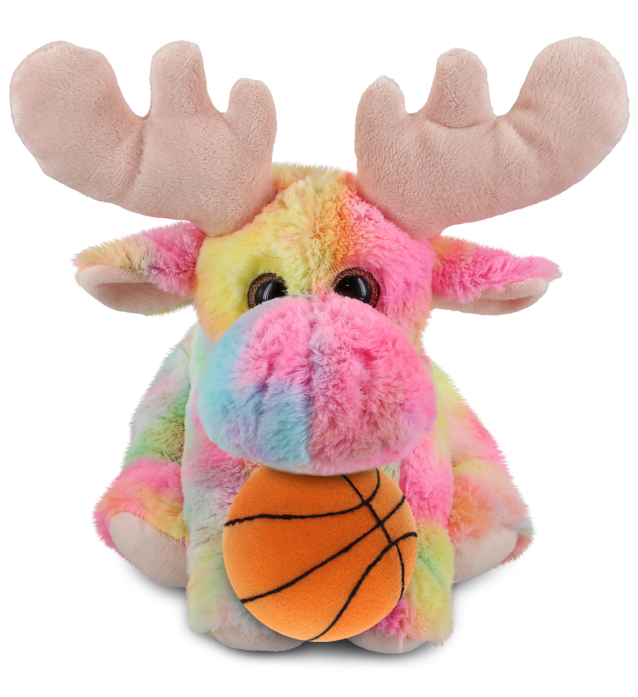 DolliBu Super Soft Rainbow Floppy Moose Stuffed Animal with Basketball ...