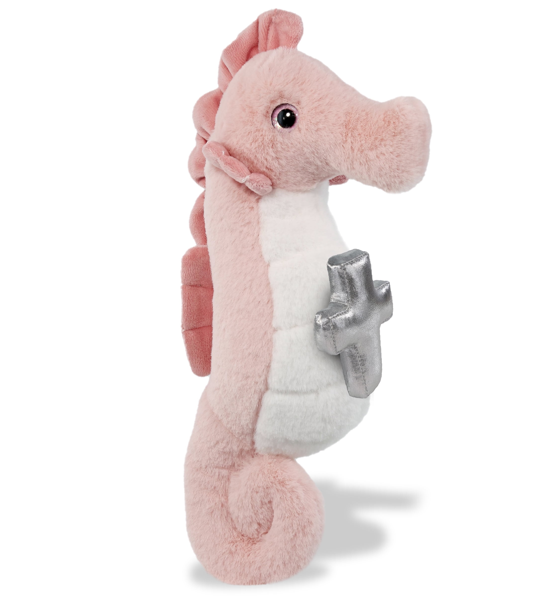 DolliBu Super Soft Rose Seahorse Stuffed Animal with Silver Cross Plush ...
