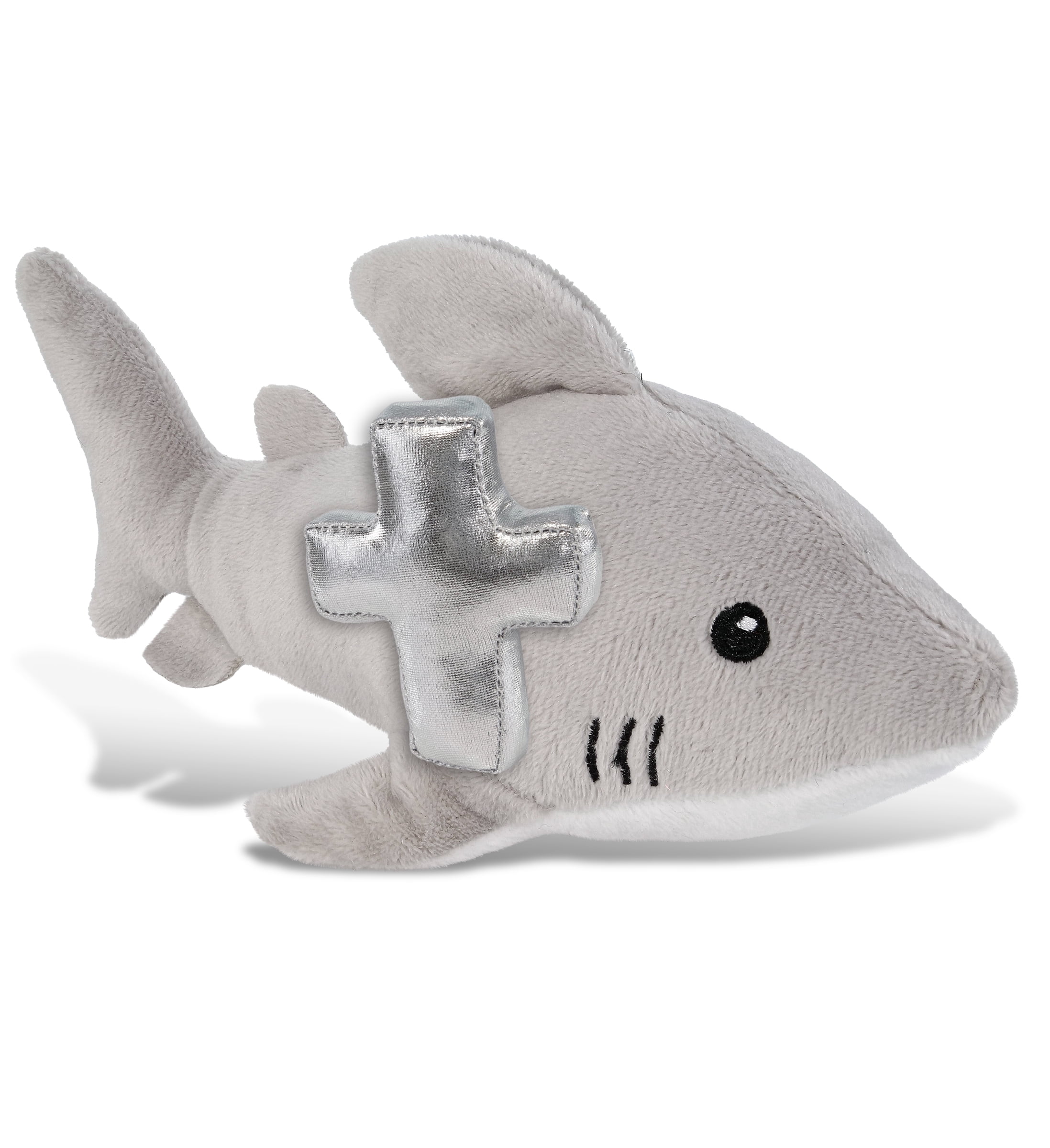 DolliBu Super Soft Shark Stuffed Animal with Silver Cross Plush ...