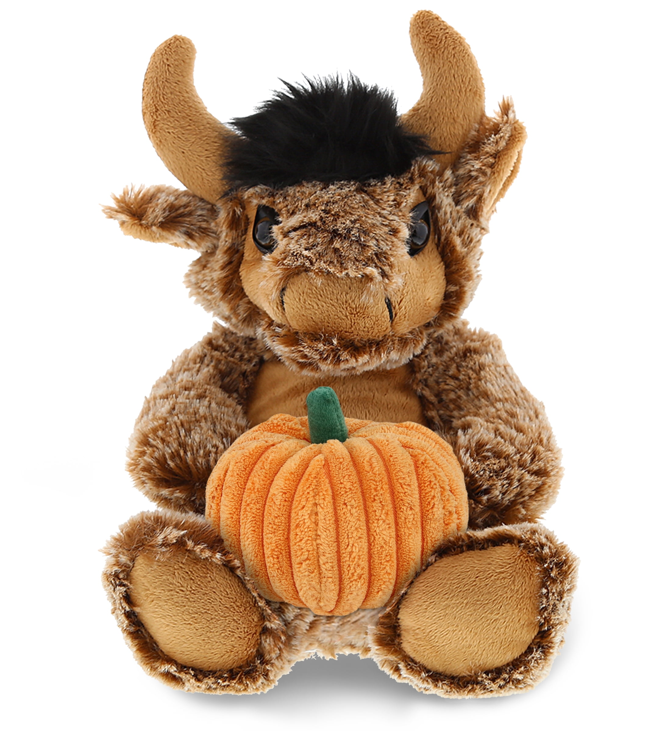 DolliBu Super Soft Sitting Buffalo Stuffed Animal with Pumpkin Decor ...