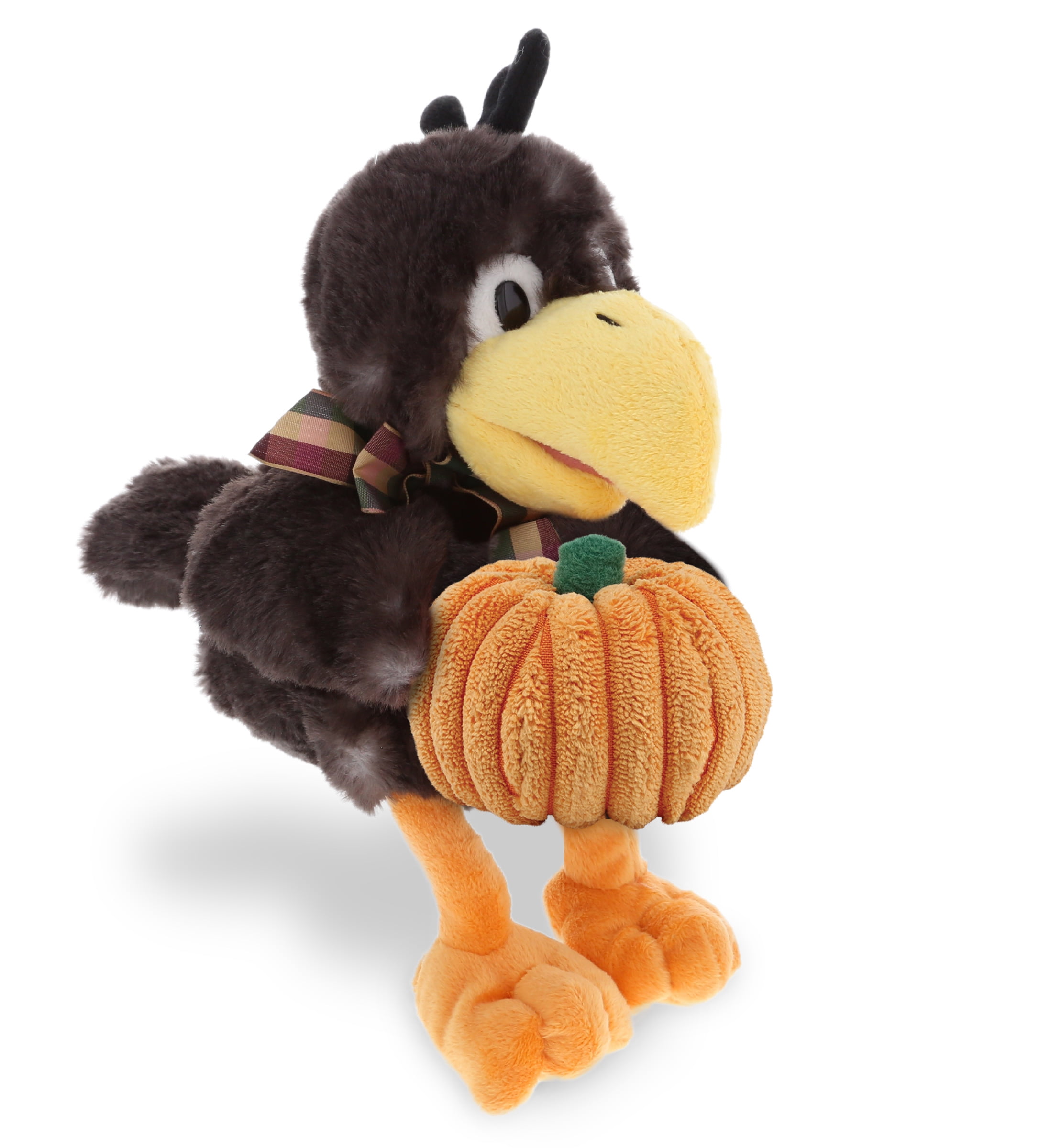 DolliBu Super Soft Sitting Crow Bird Stuffed Animal with Pumpkin Decor ...