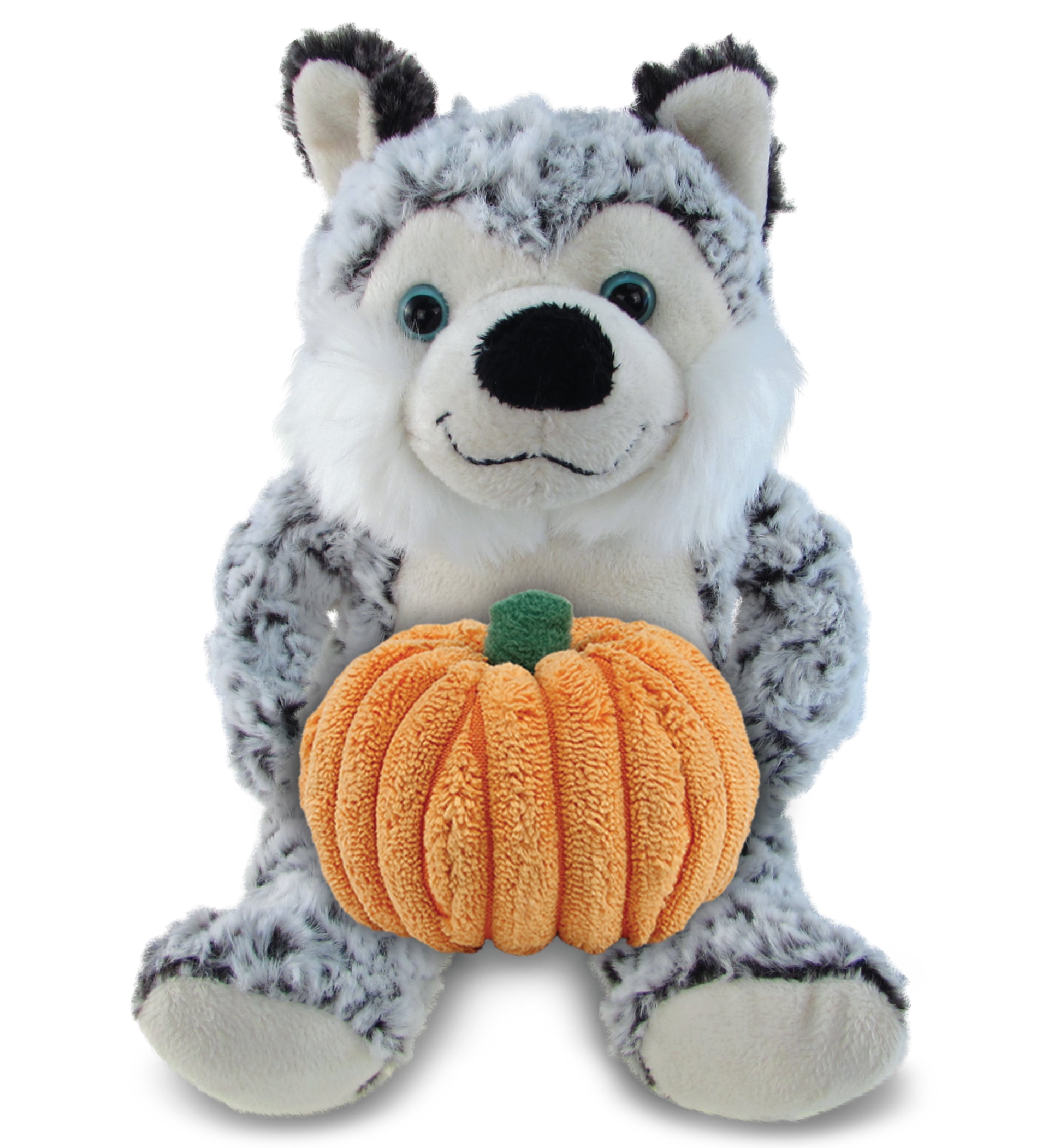 DolliBu Super Soft Sitting Husky Dog Stuffed Animal with Pumpkin Plush ...