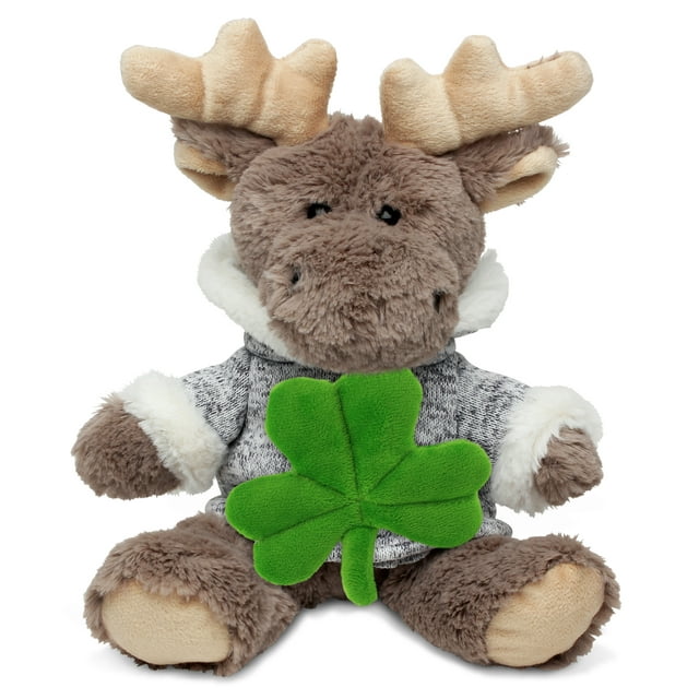 DolliBu Super Soft Sitting Moose Stuffed Animal with Green Plush ...