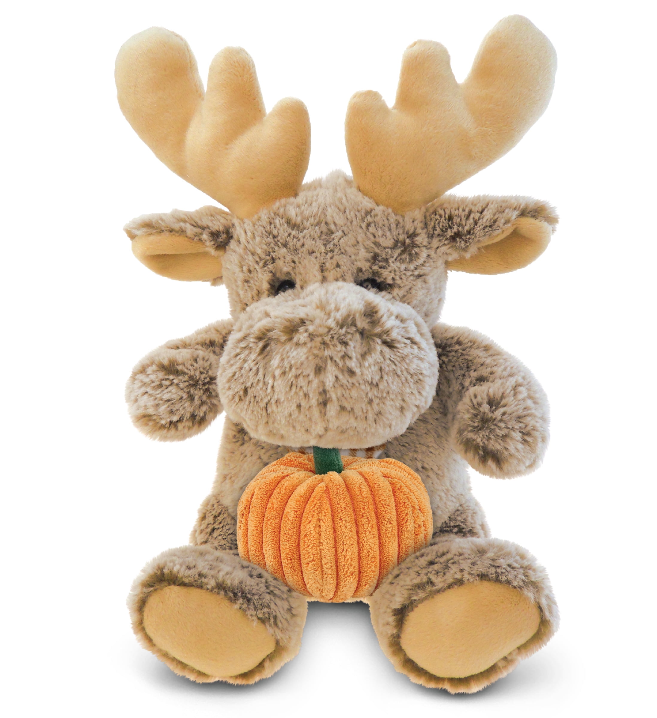DolliBu Super Soft Sitting Moose Stuffed Animal with Pumpkin Decor ...