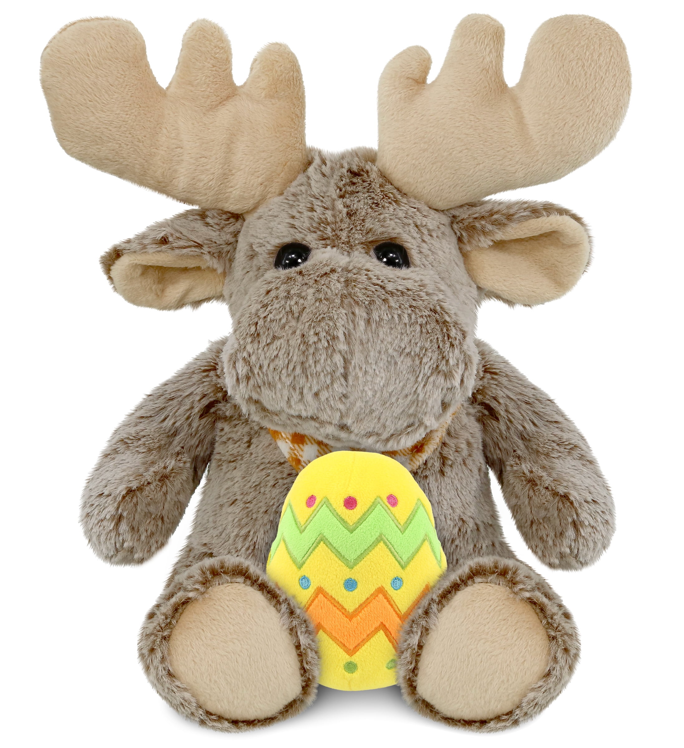 DolliBu Super Soft Sitting Moose with Yellow Easter Egg Plush - Perfect ...