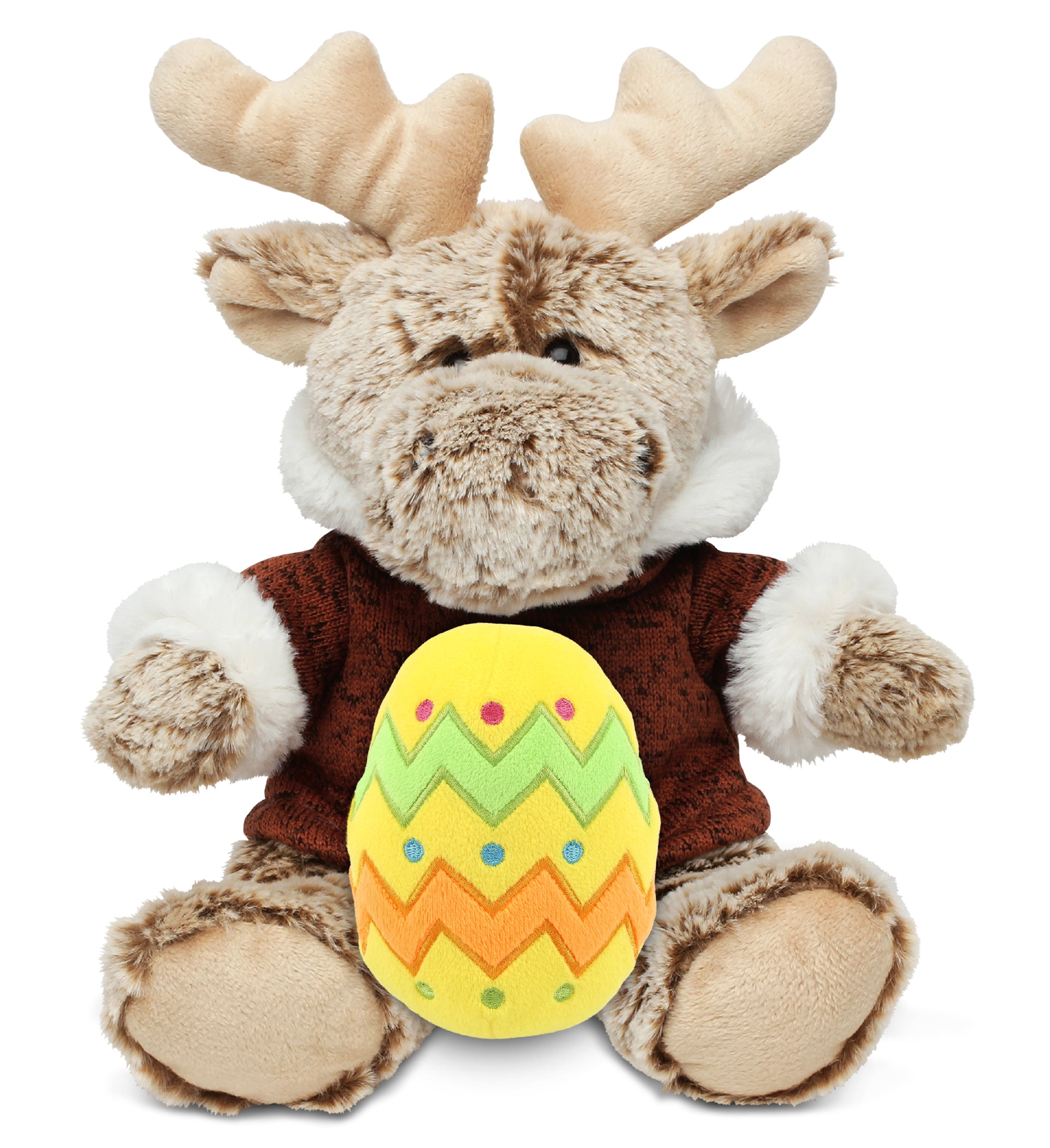 DolliBu Super Soft Sitting Moose with Yellow Easter Egg Plush - Perfect ...