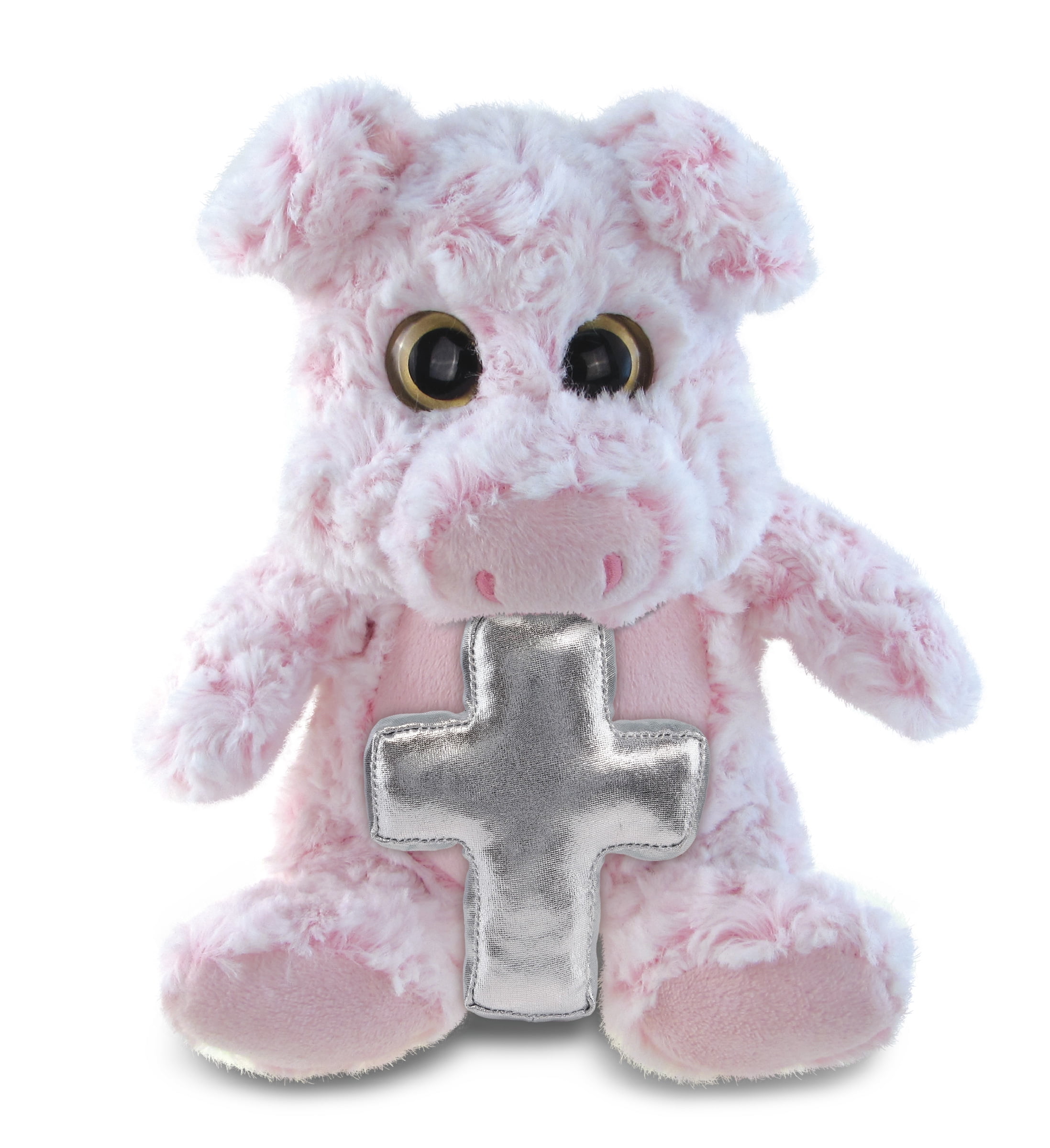 DolliBu Super Soft Sitting Pig Stuffed Animal with Silver Cross Plush ...