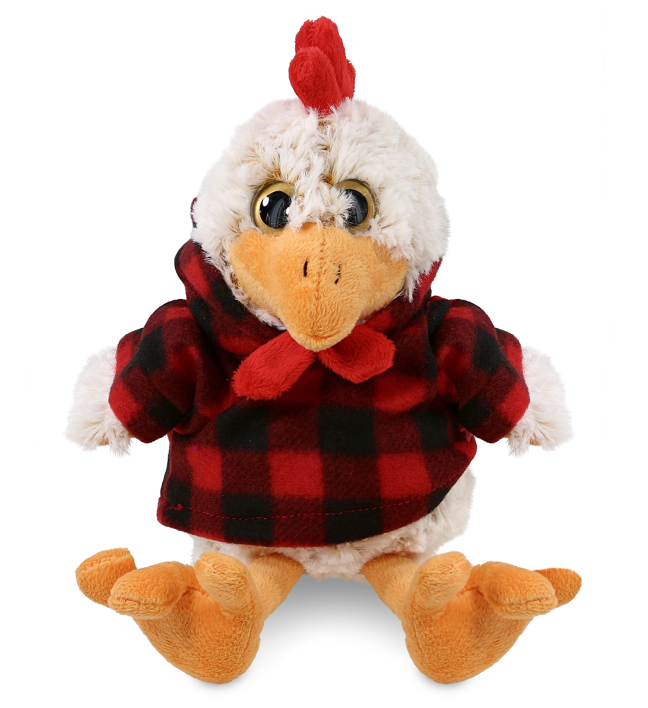 DolliBu Super Soft Sitting Rooster Stuffed Animal with Plaid Red Hoodie ...