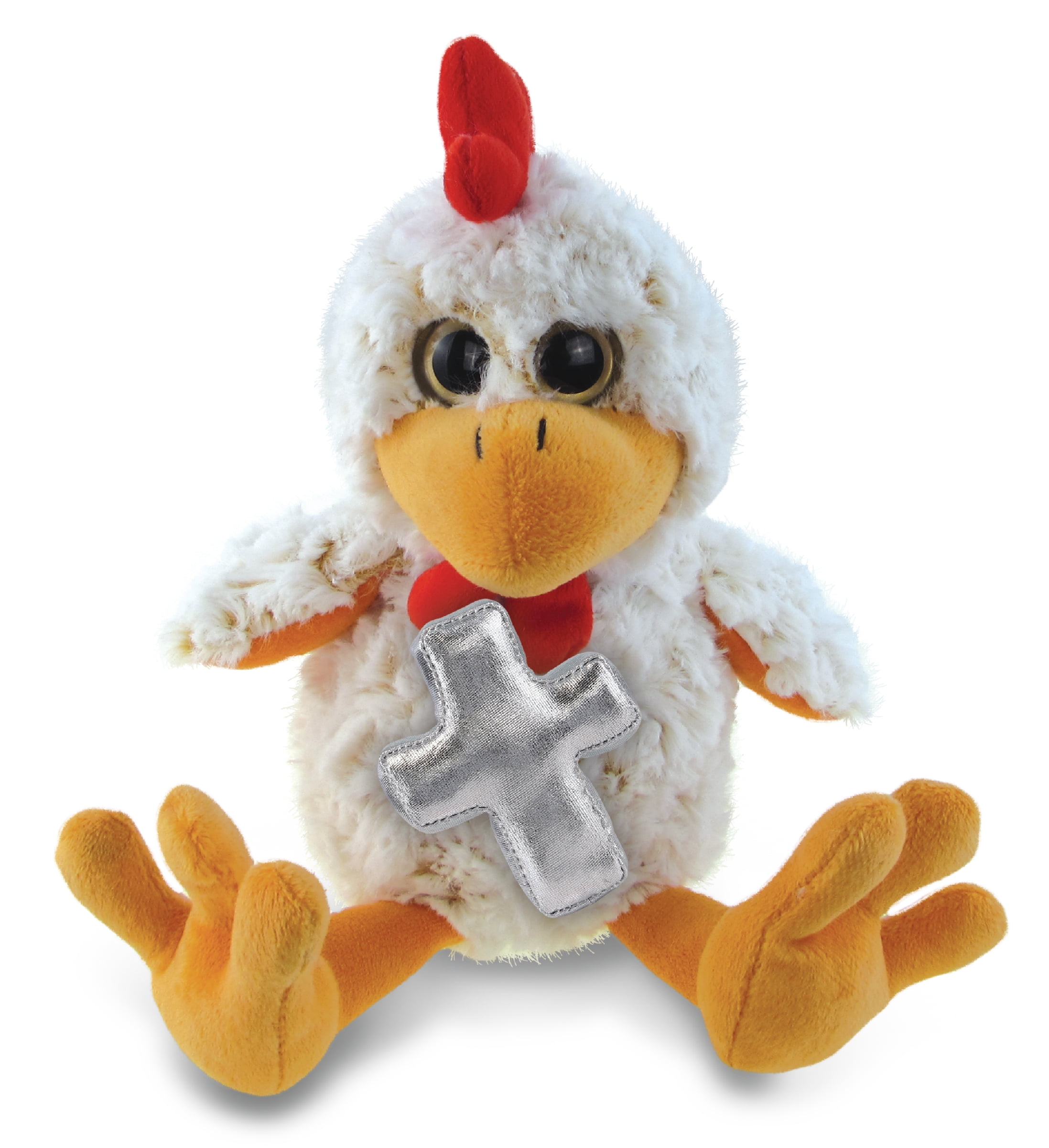 DolliBu Super Soft Sitting Rooster Stuffed Animal with Silver Cross ...