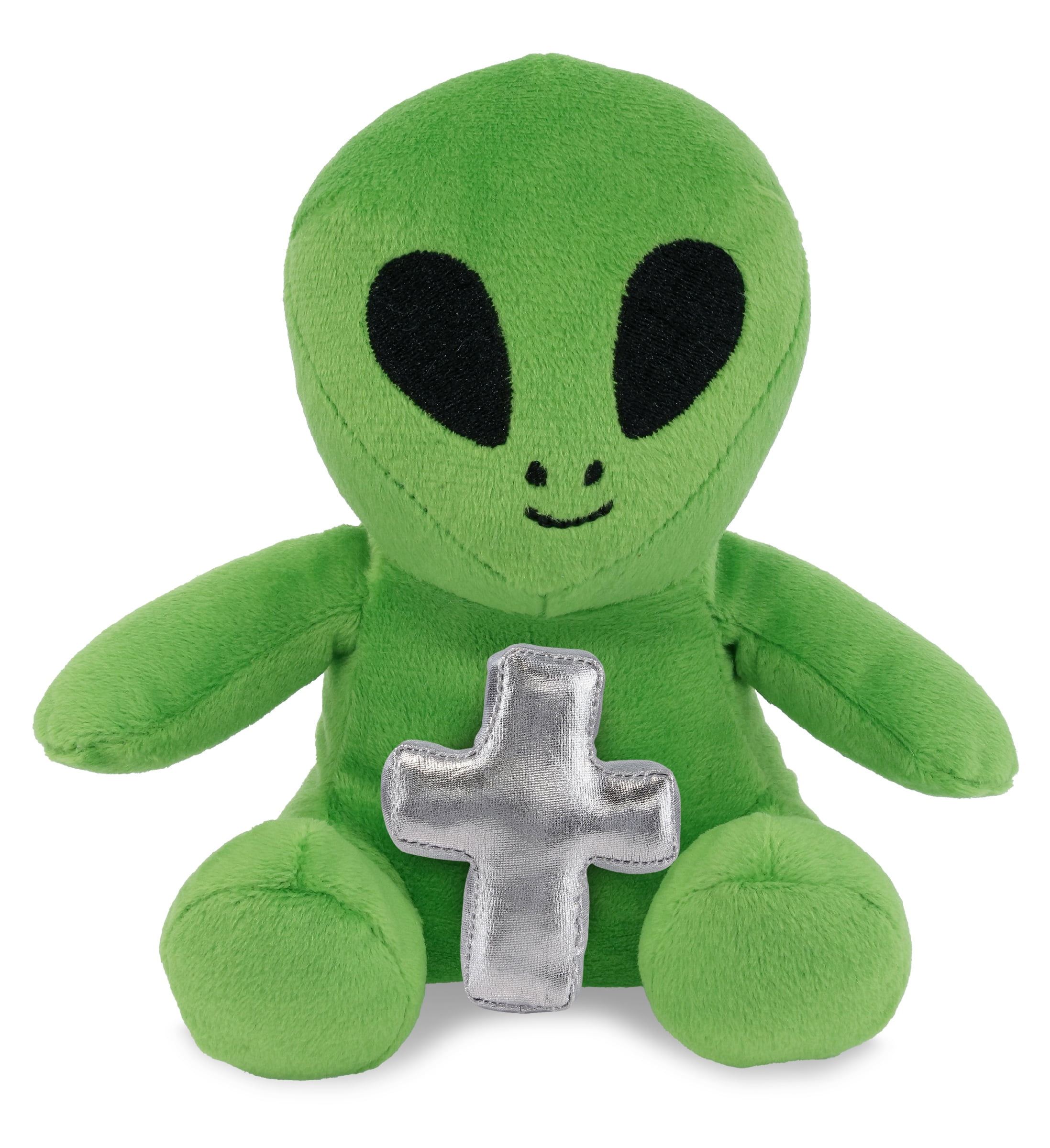 DolliBu Super Soft Space Alien Stuffed Toy with Silver Cross Plush ...