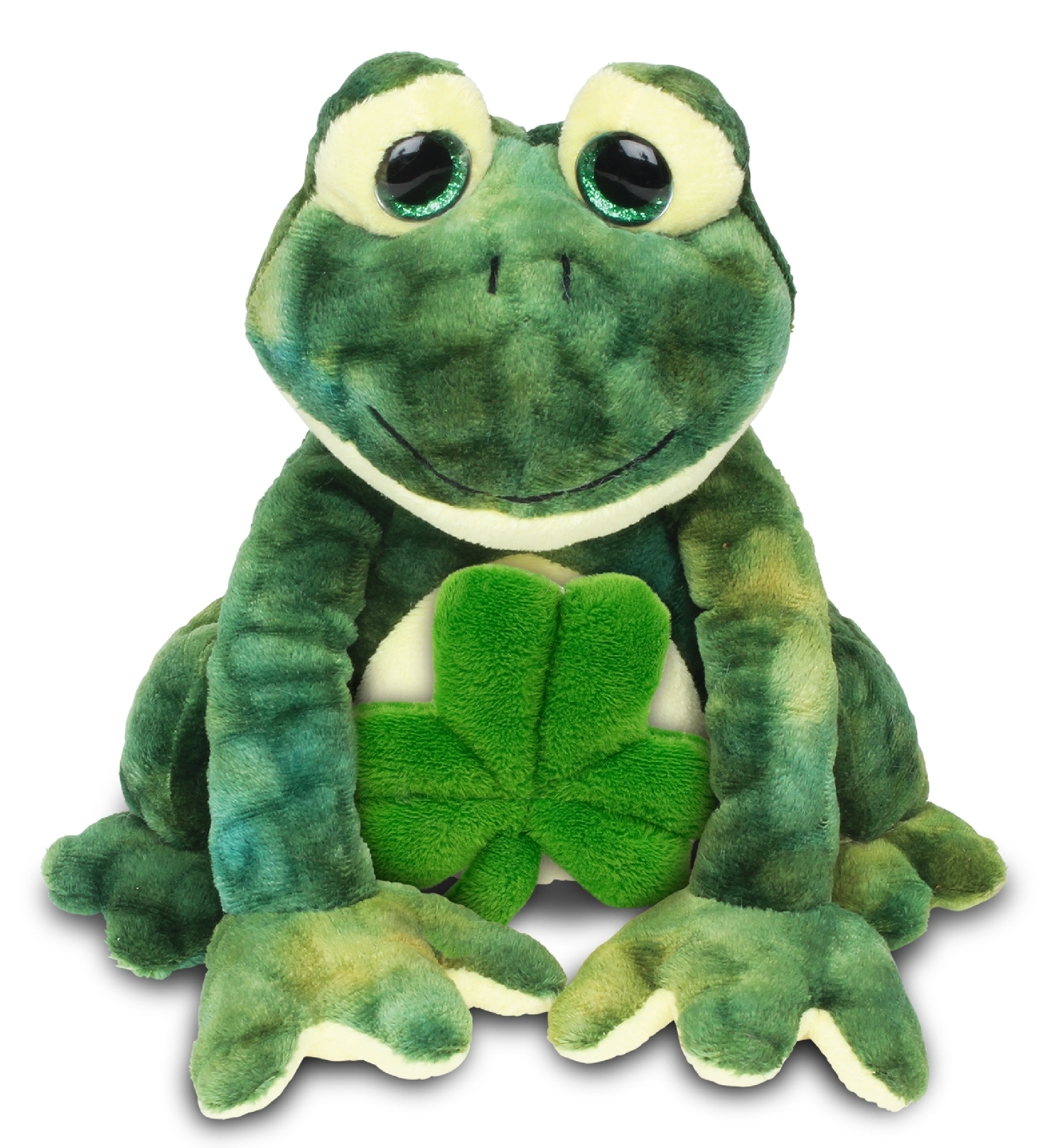 DolliBu Super Soft Squat Frog Stuffed Animal with Green Plush Shamrock ...