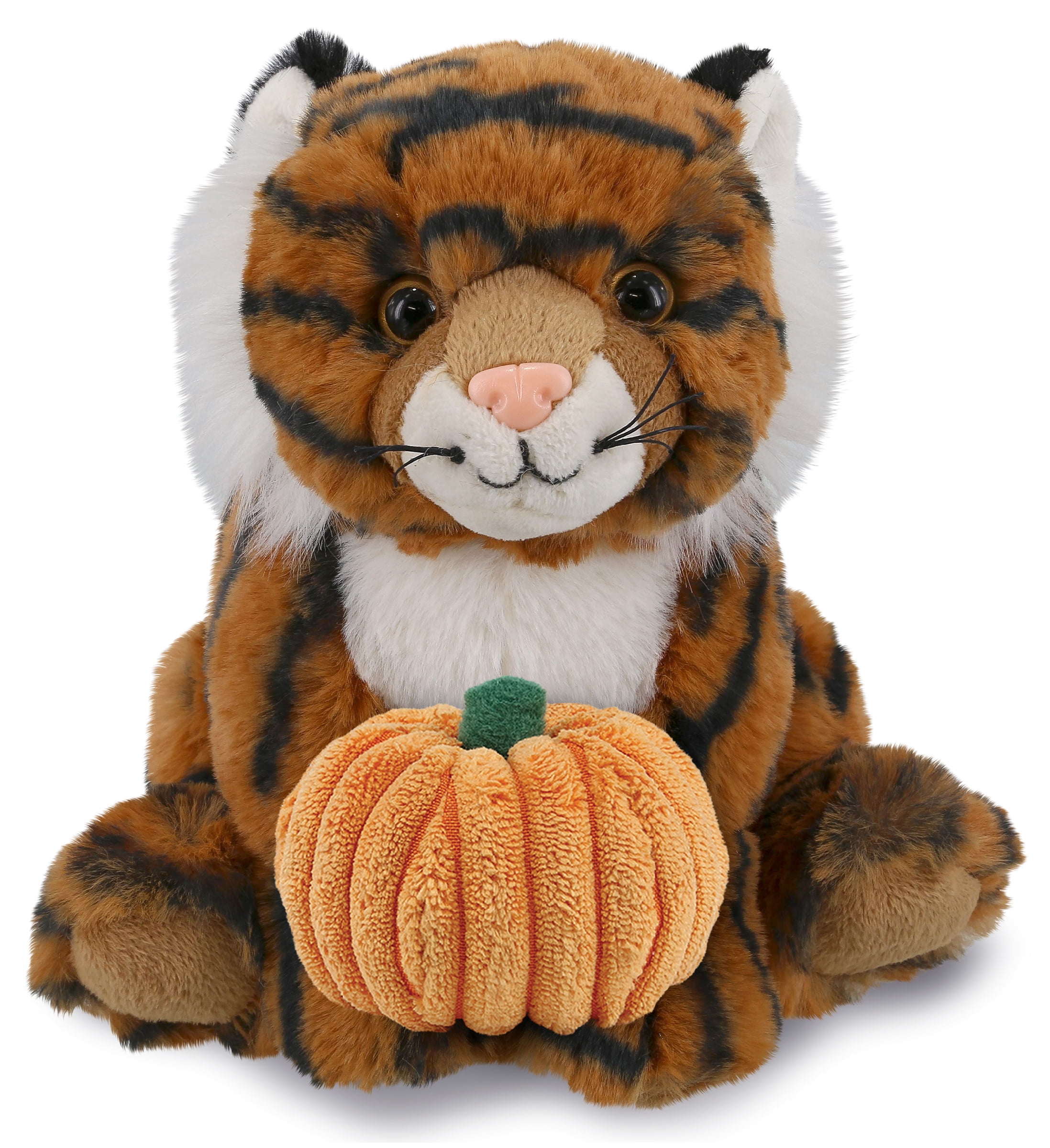 DolliBu Super Soft Squat Tiger Stuffed Animal with Pumpkin Plush Decor ...