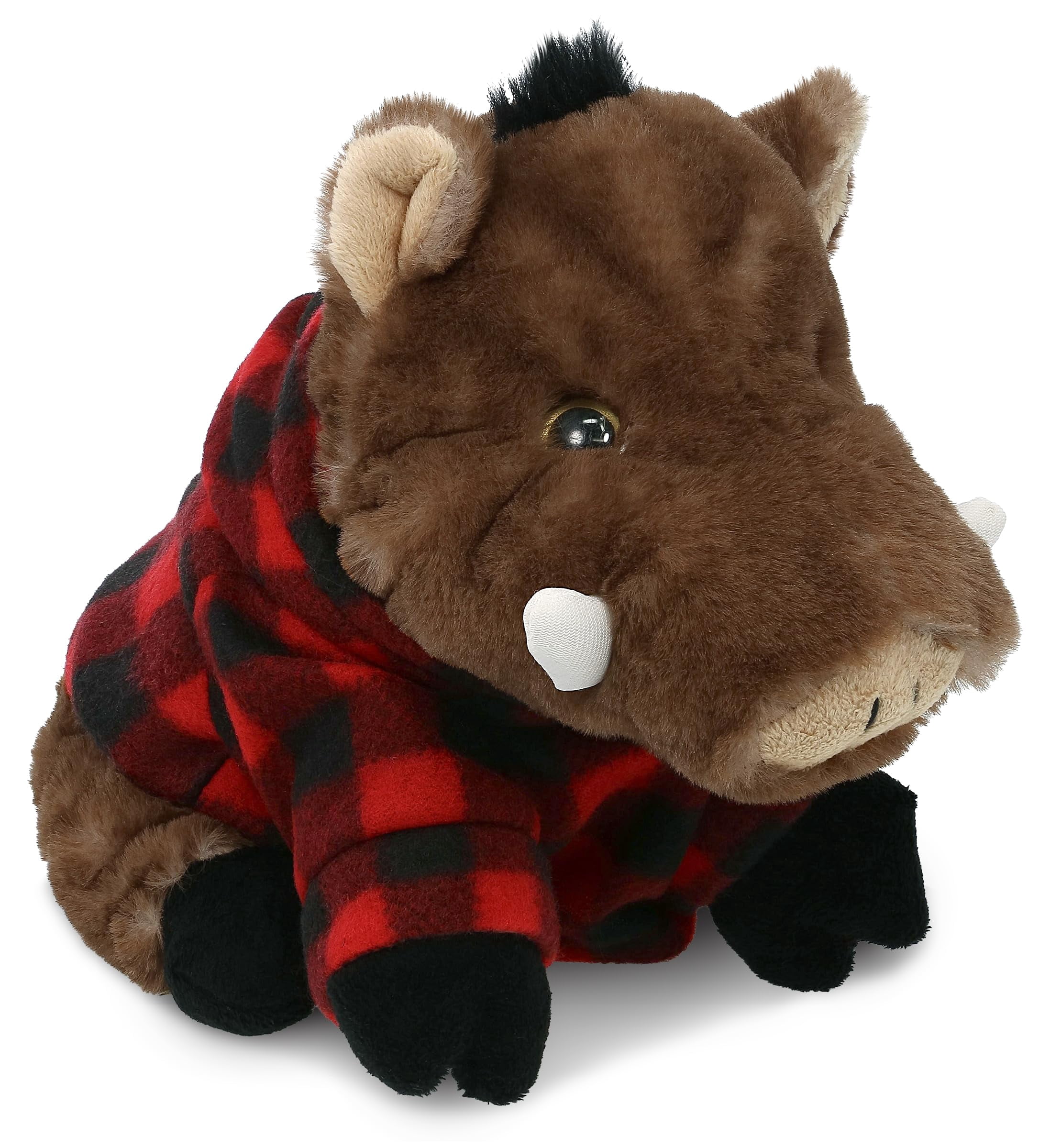DolliBu Super Soft Wild Boar Stuffed Animal with Plaid Red Hoodie ...