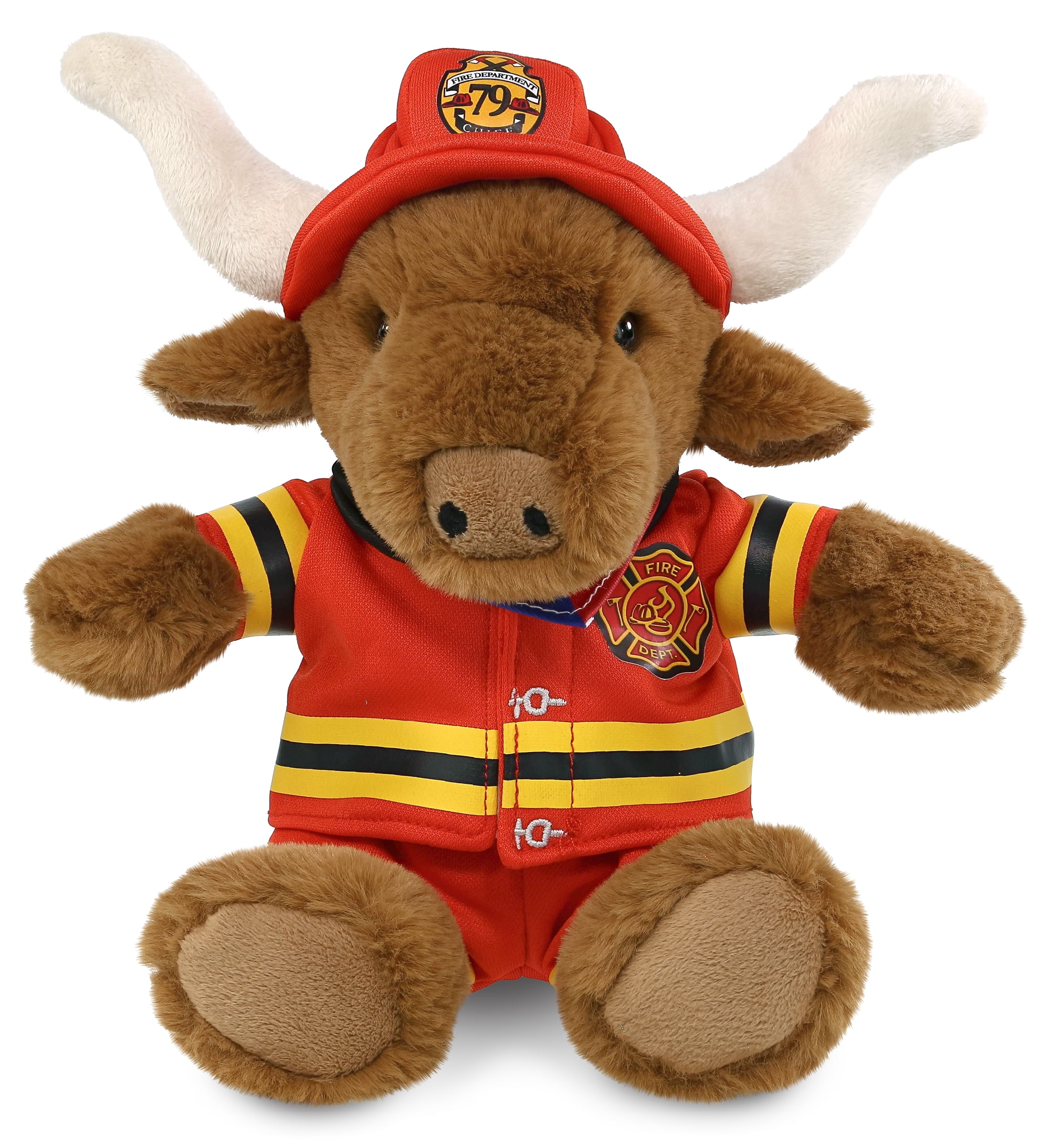 DolliBu Texas Longhorn Firefighter Stuffed Animal - Super Soft Fireman ...
