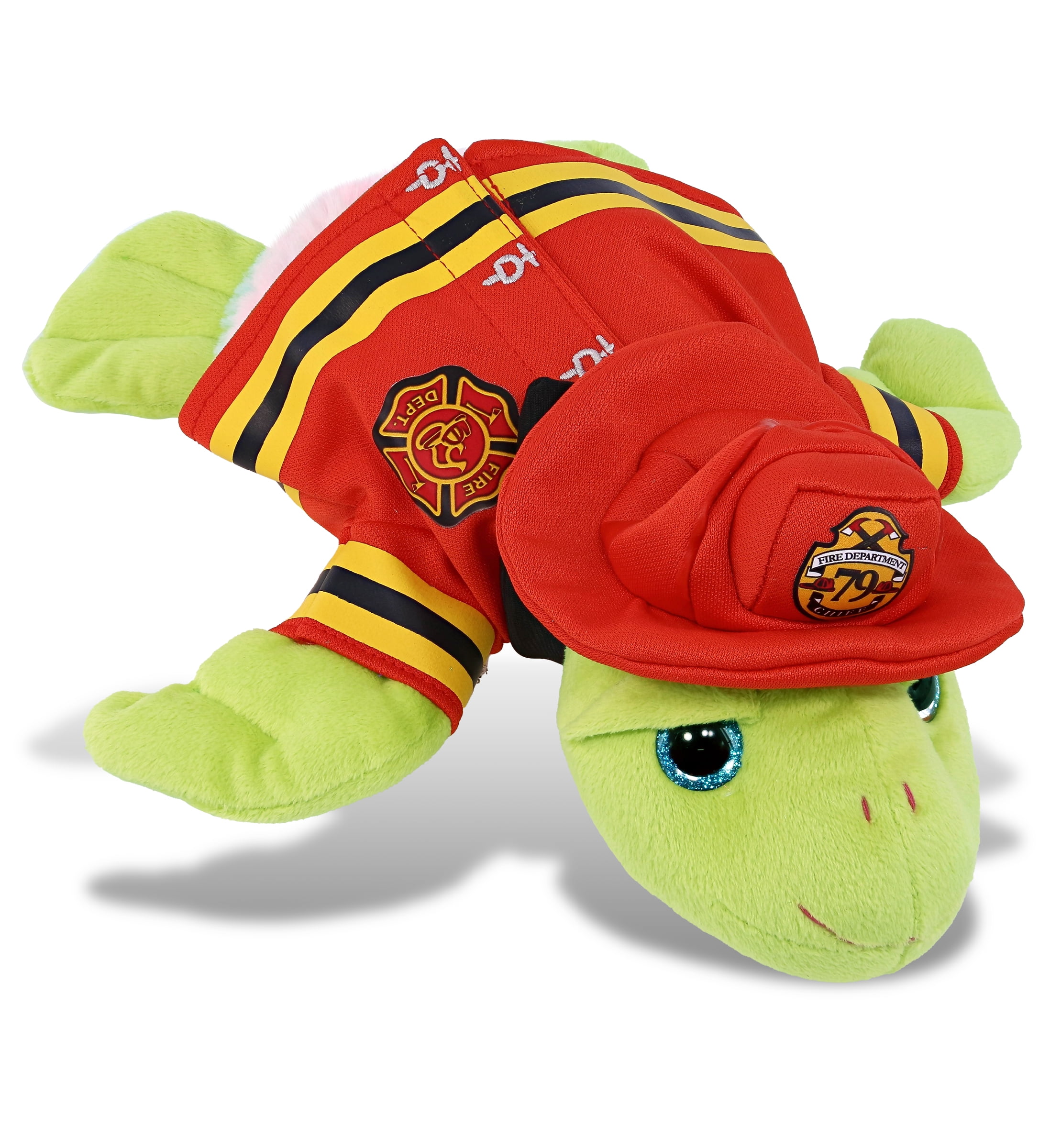 DolliBu Turtle Firefighter Stuffed Animal - Rainbow Sea Turtle Fireman ...