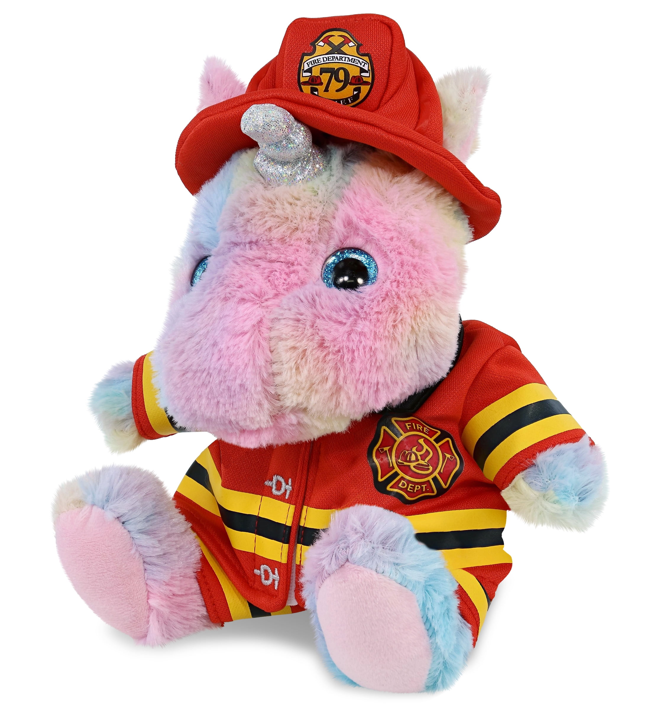 DolliBu Unicorn Firefighter Stuffed Animal - Rainbow Unicorn Fireman ...