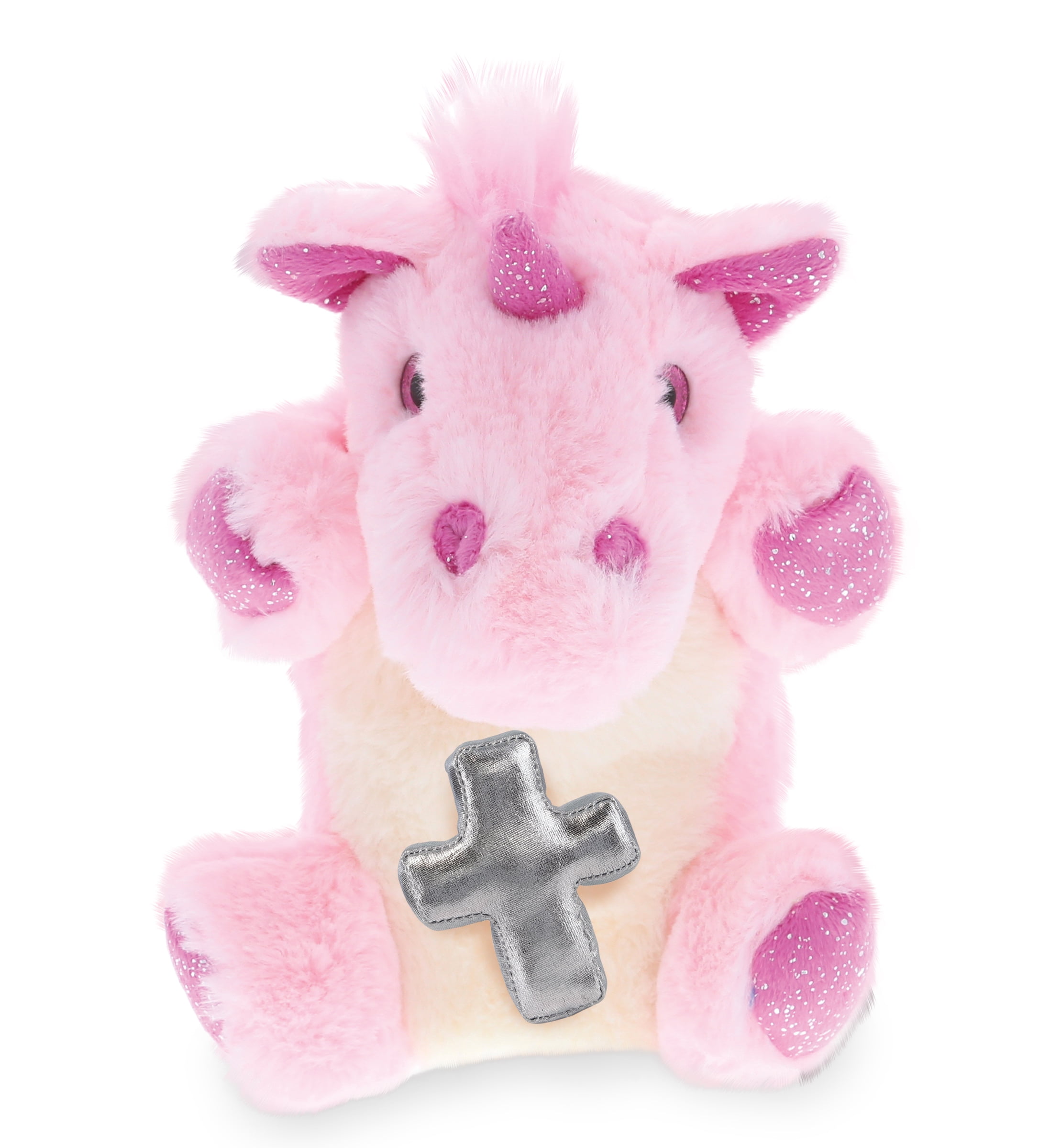 DolliBu Unicorn Hand Puppet Stuffed Animal with Silver Cross Plush ...