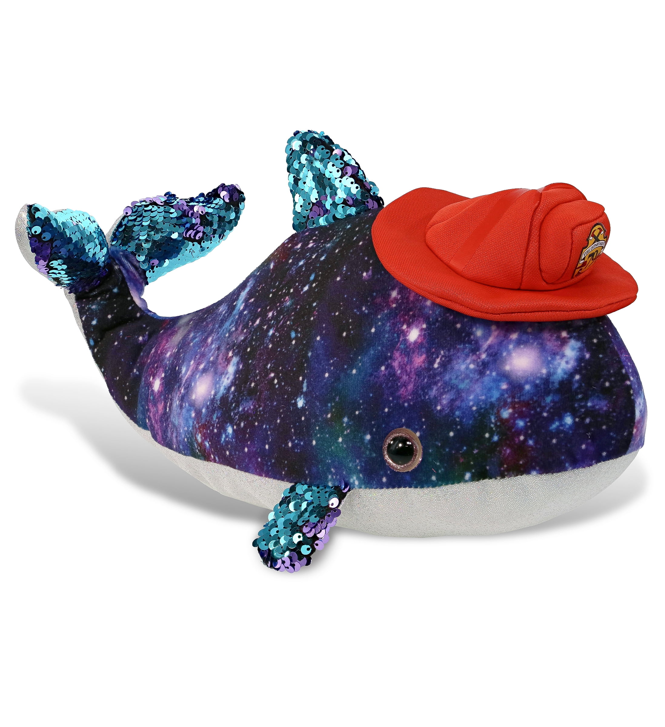 DolliBu Whale Firefighter Stuffed Animal - Space Sequin Purple Whale ...