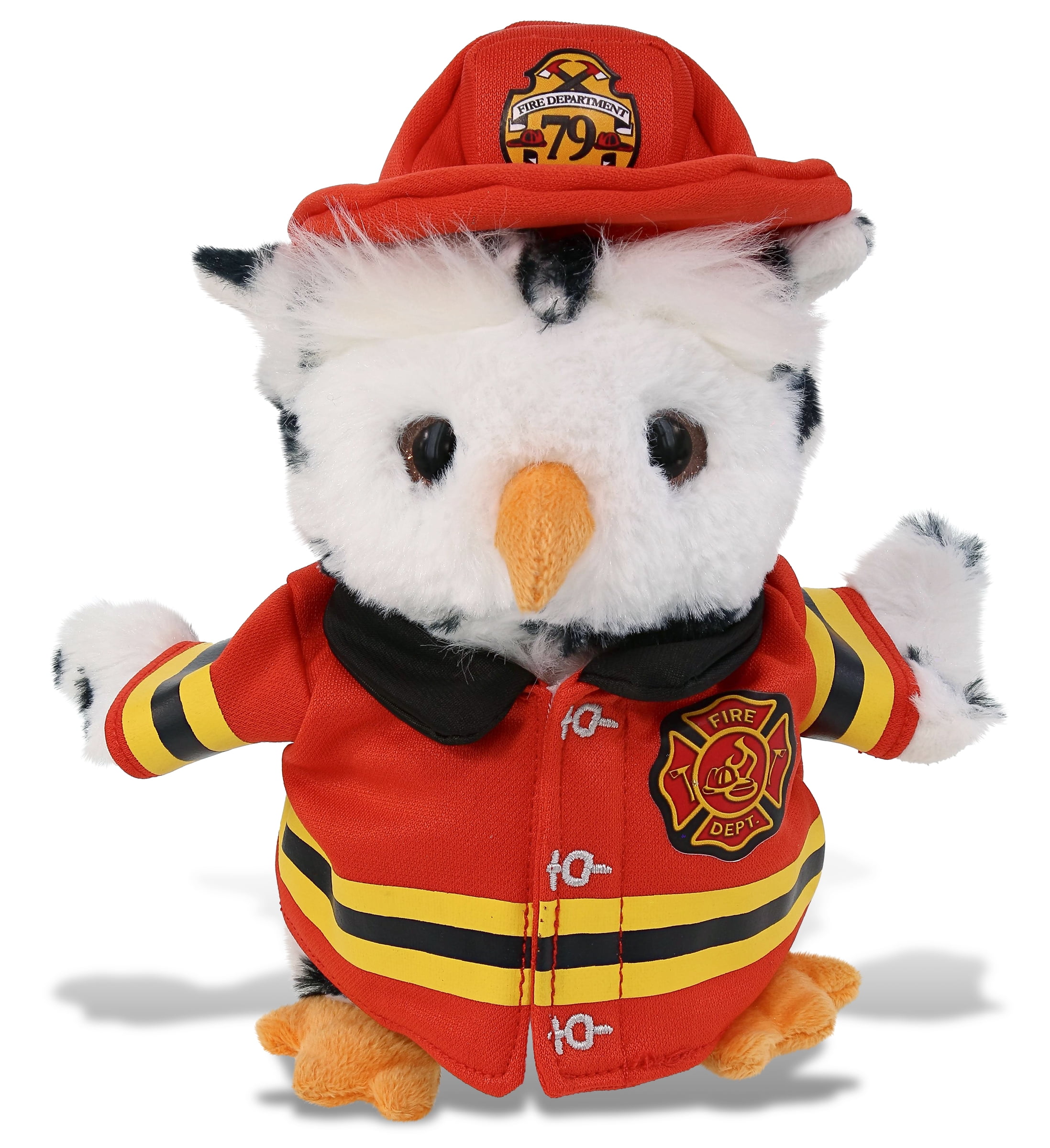 DolliBu White Owl Bird Firefighter Stuffed Animal - Owl Fireman Toy ...