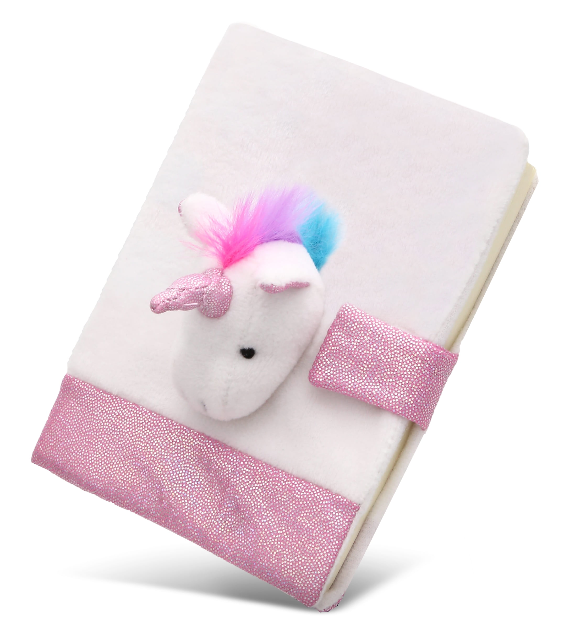 DolliBu White Unicorn Plush Notebook – Unique Plush School Journal ...