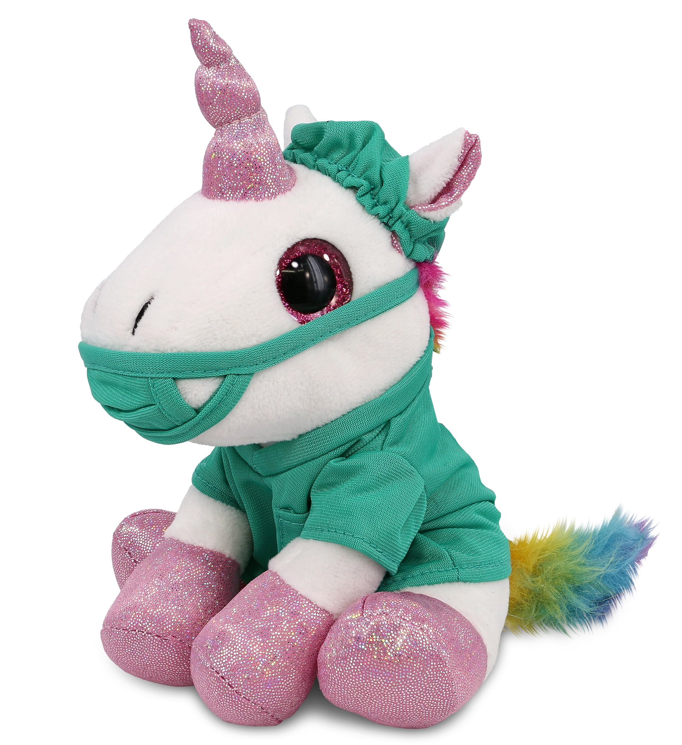 DolliBu White Unicorn Sparkle Eyes Doctor Plush Toy - Super Soft ...
