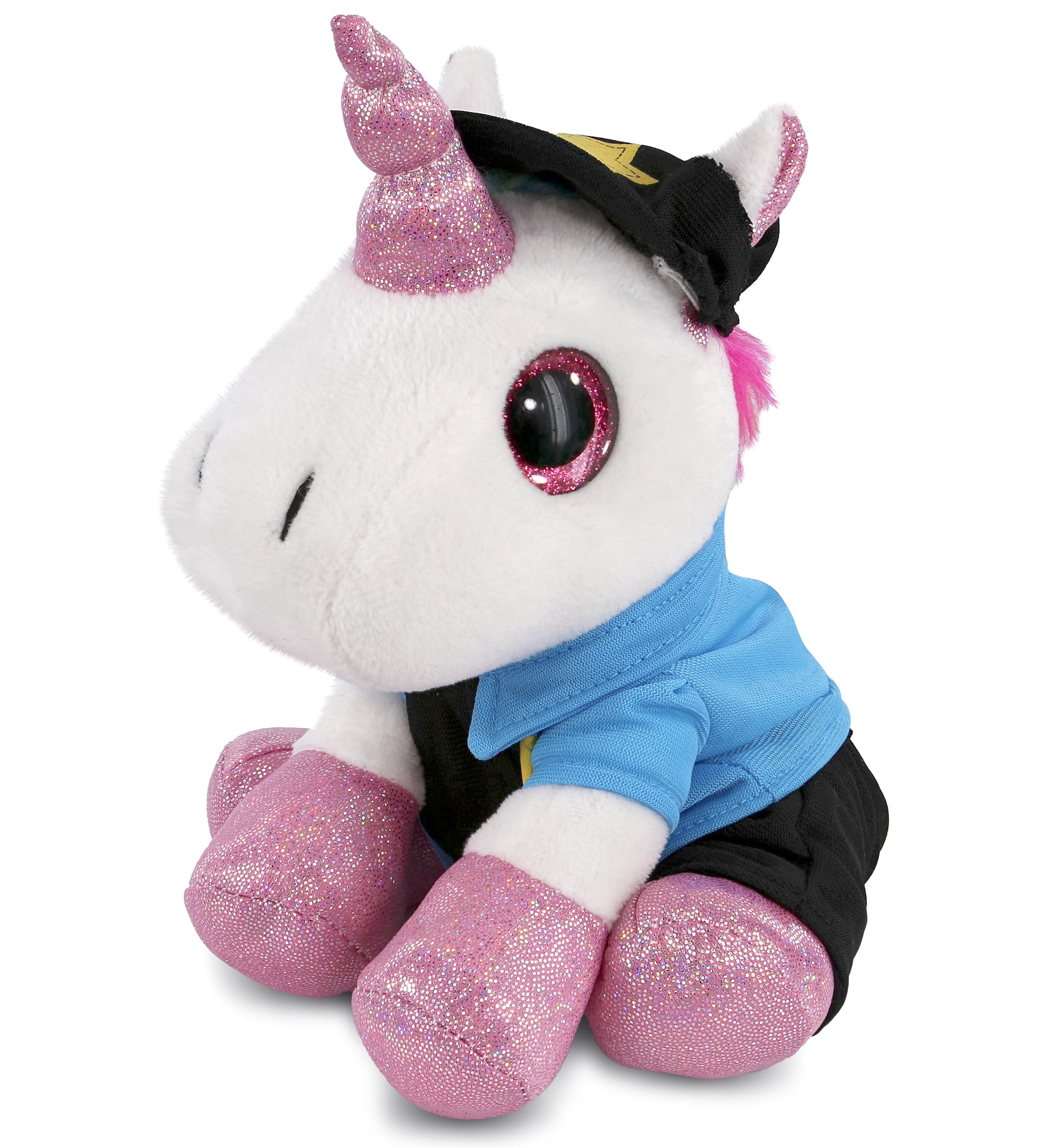 DolliBu White Unicorn Sparkle Eyes Police Officer Plush Toy - Super ...