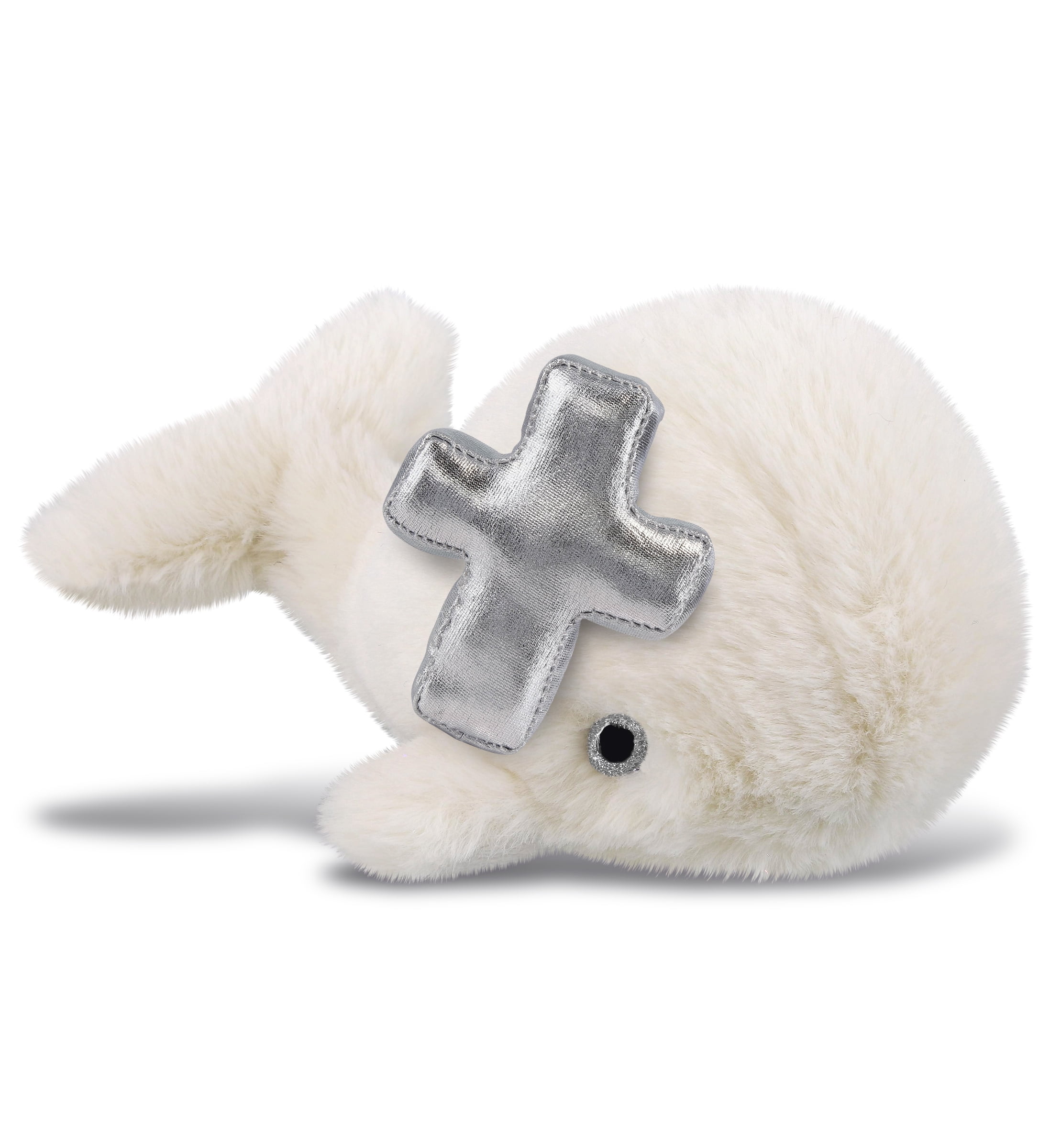 DolliBu White Whale Small Stuffed Animal with Silver Cross Plush ...