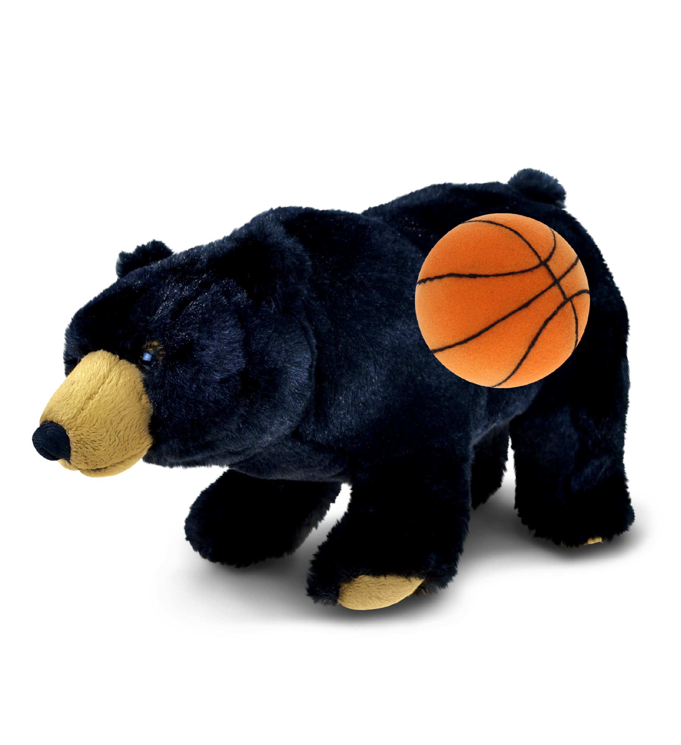 DolliBu Wild Black Bear Stuffed Animal with Basketball Plush – Huggable ...