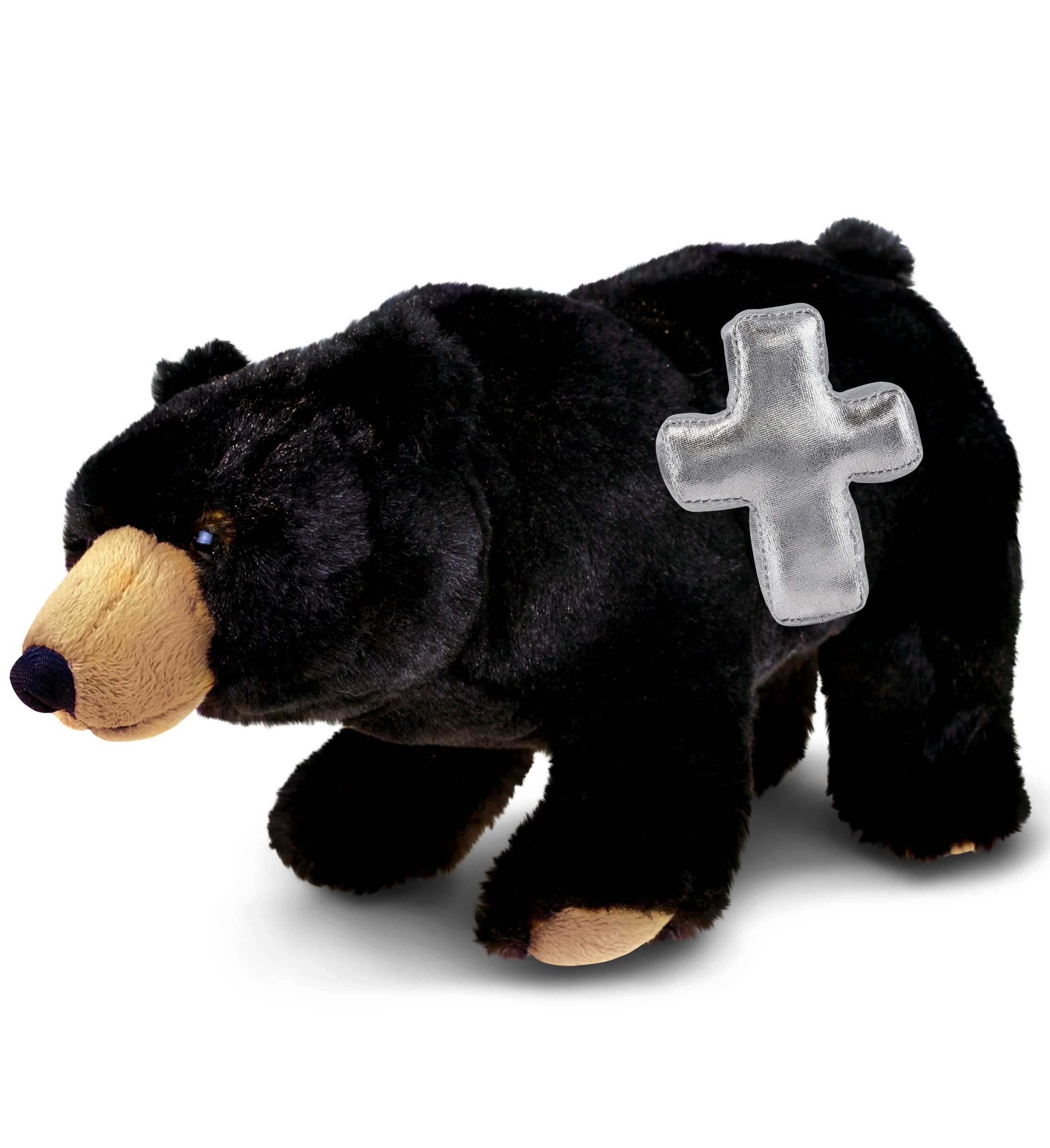 DolliBu Wild Black Bear Stuffed Animal with Silver Cross Plush ...