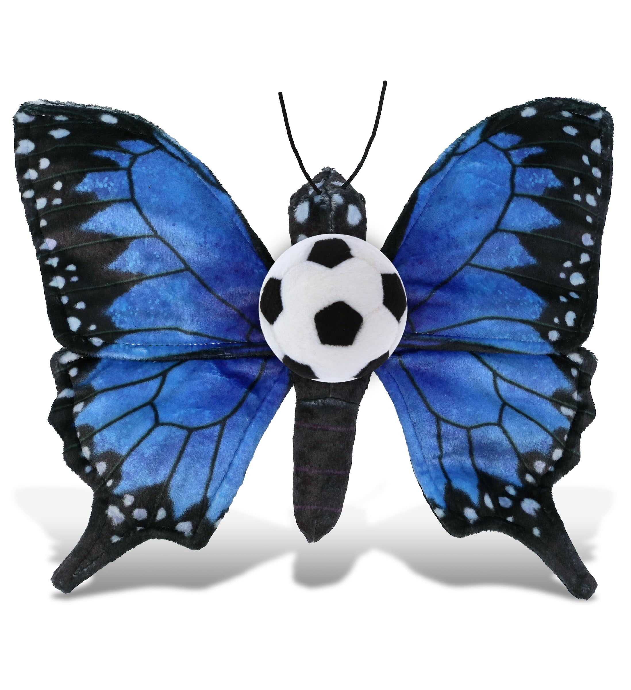 DolliBu Wild Collection Blue Butterfly Stuffed Animal with Soccer Ball ...