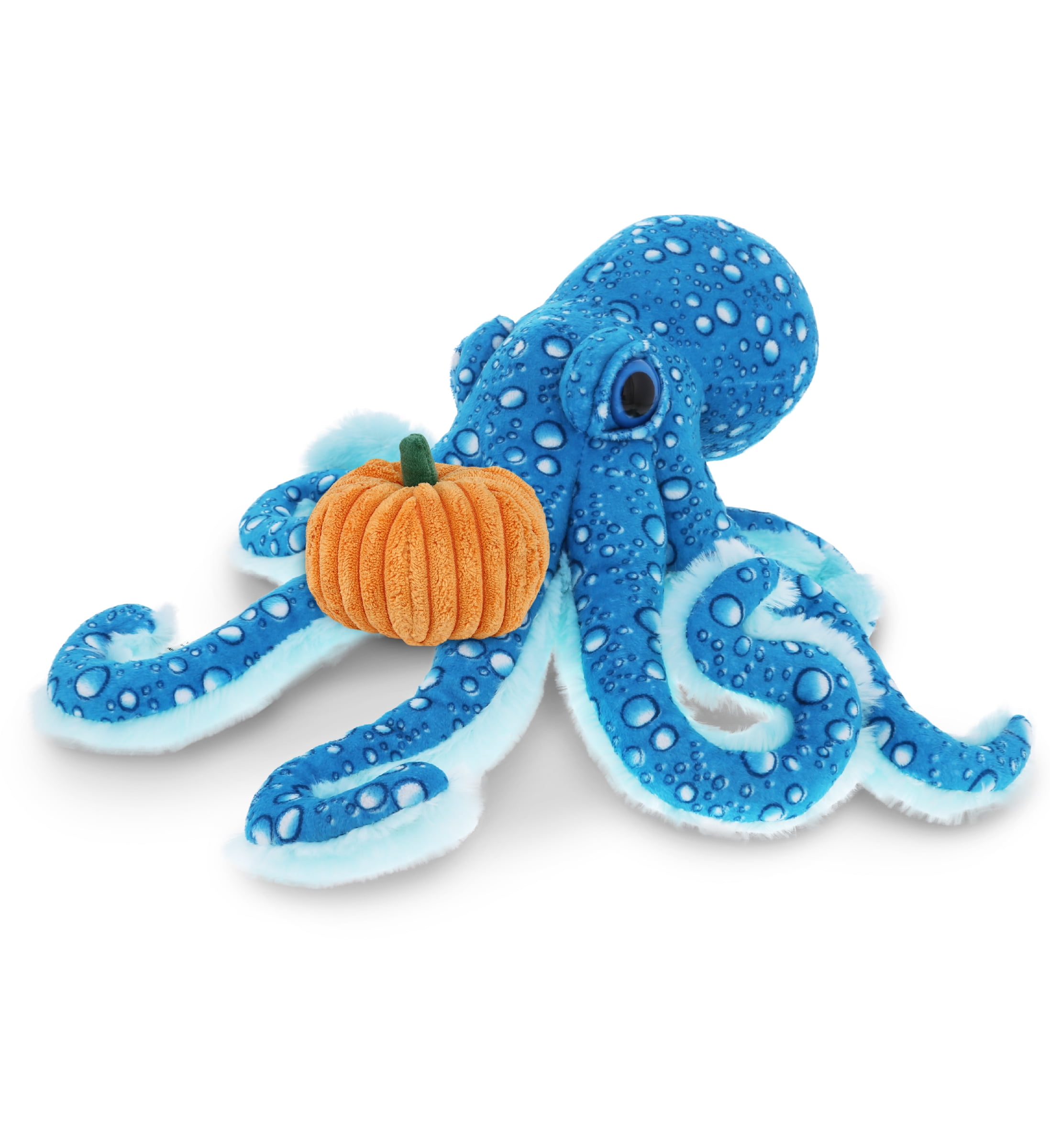 DolliBu Wild Collection Blue Octopus Stuffed Animal with Pumpkin Plush ...