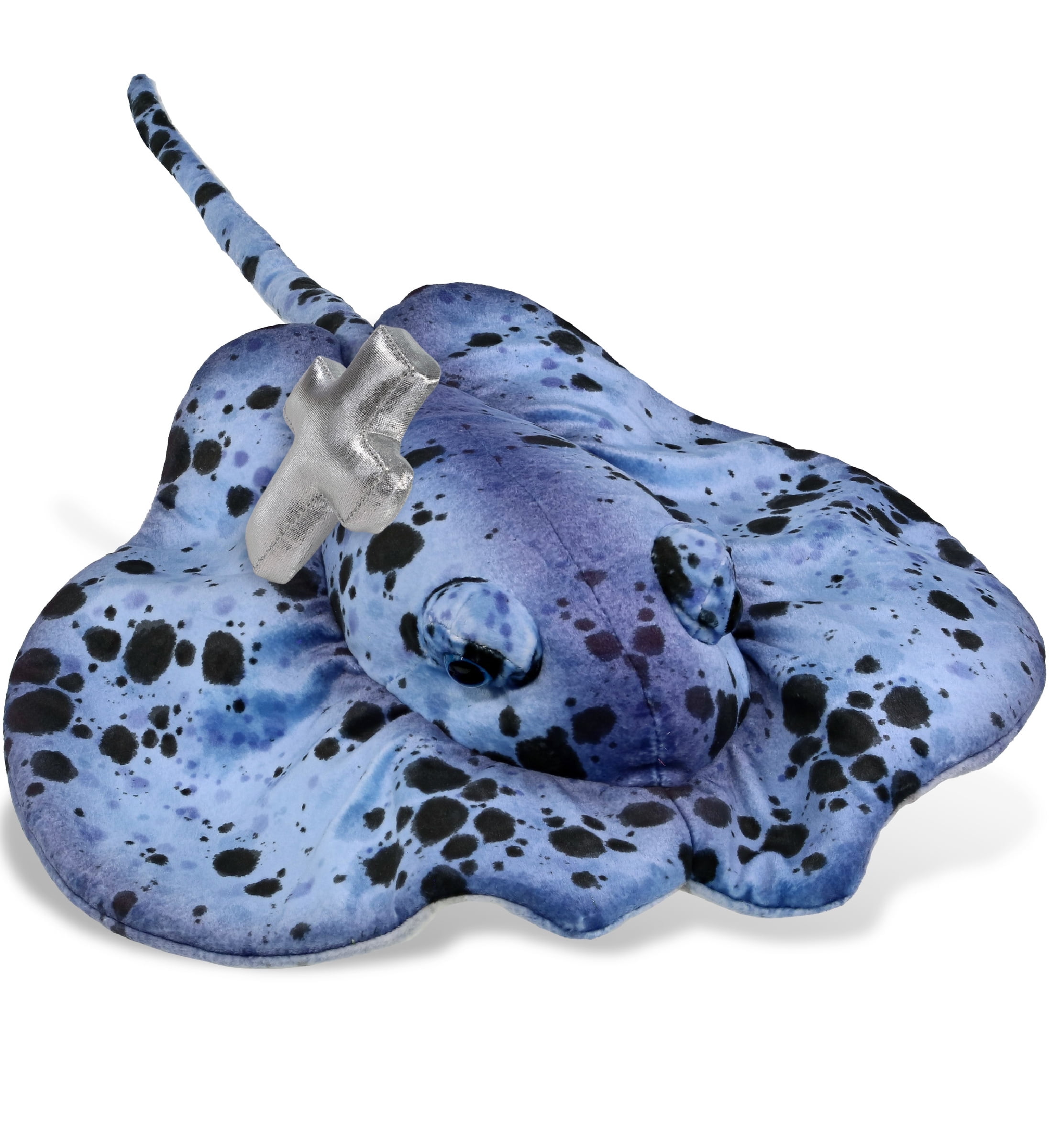 DolliBu Wild Collection Blue Ray Stuffed Animal with Silver Cross Plush ...