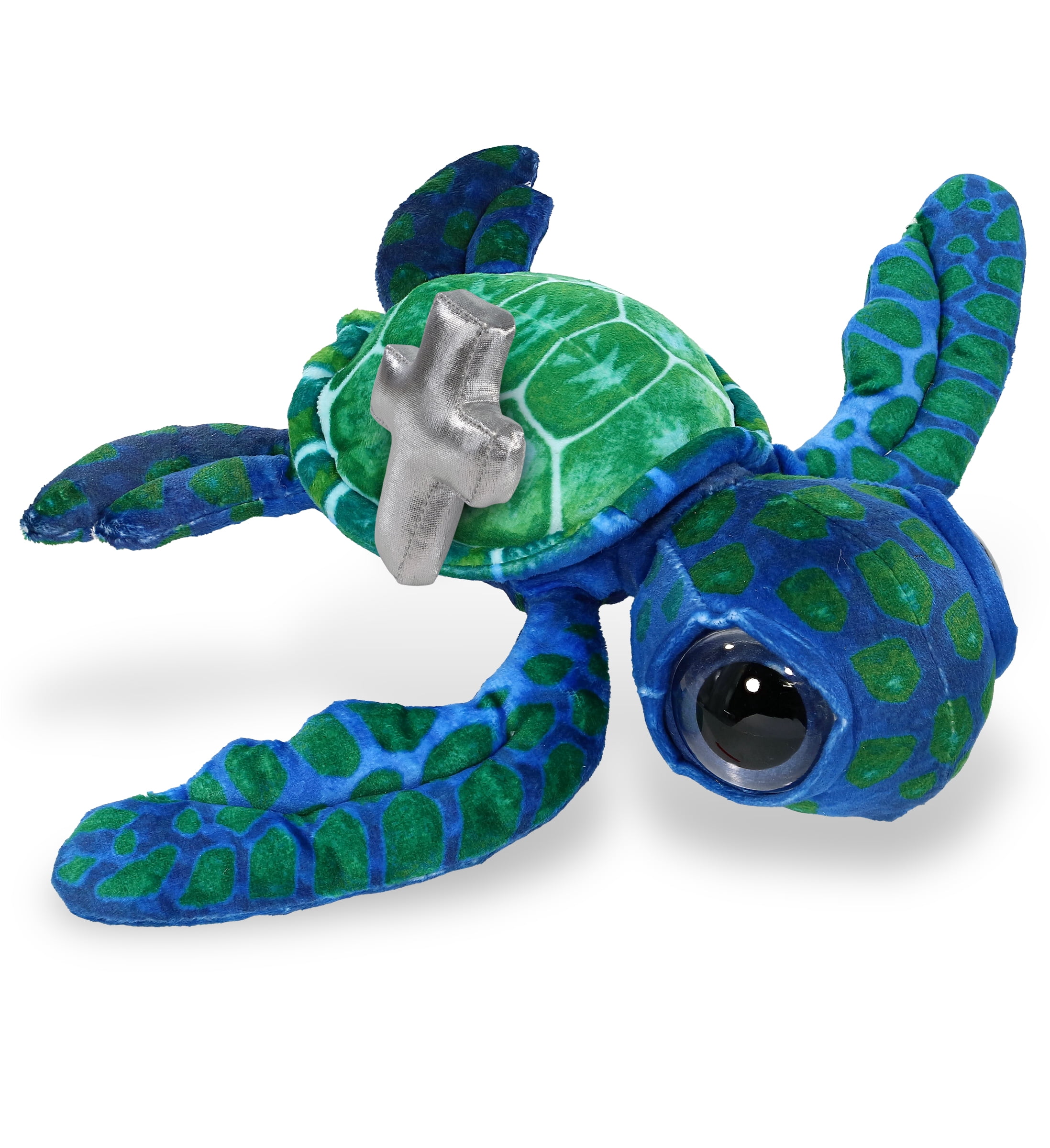 DolliBu Wild Collection Blue Sea Turtle Stuffed Animal with Silver ...