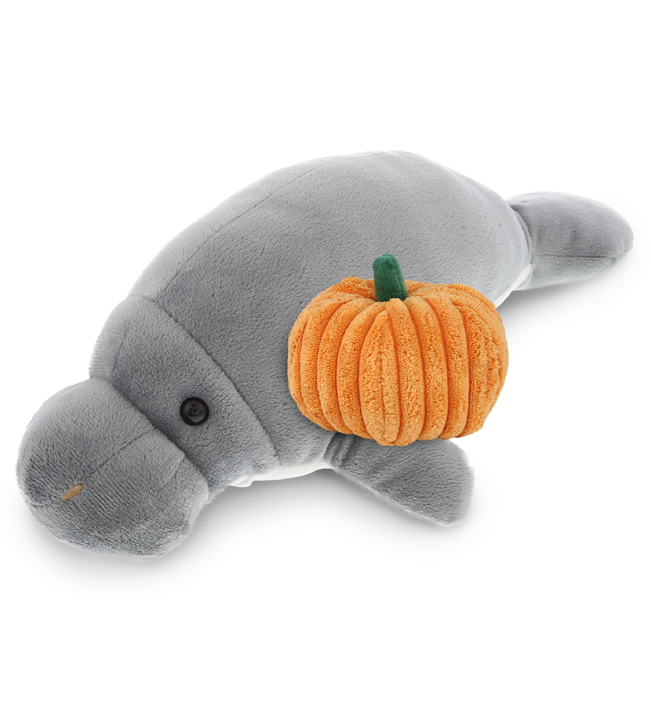 DolliBu Wild Collection Grey Manatee Stuffed Animal with Pumpkin Plush ...