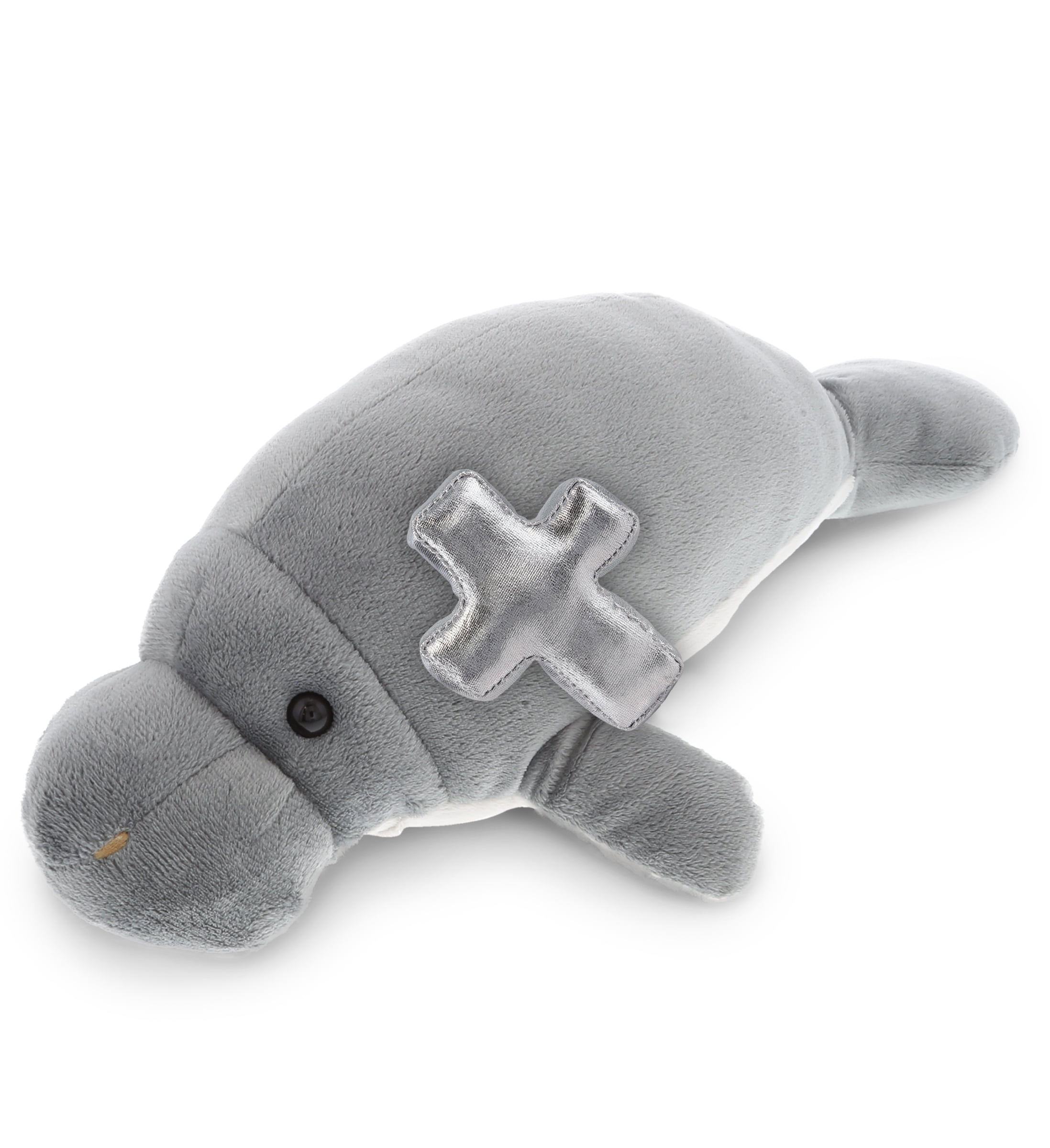 DolliBu Wild Collection Grey Manatee Stuffed Animal with Silver Cross ...