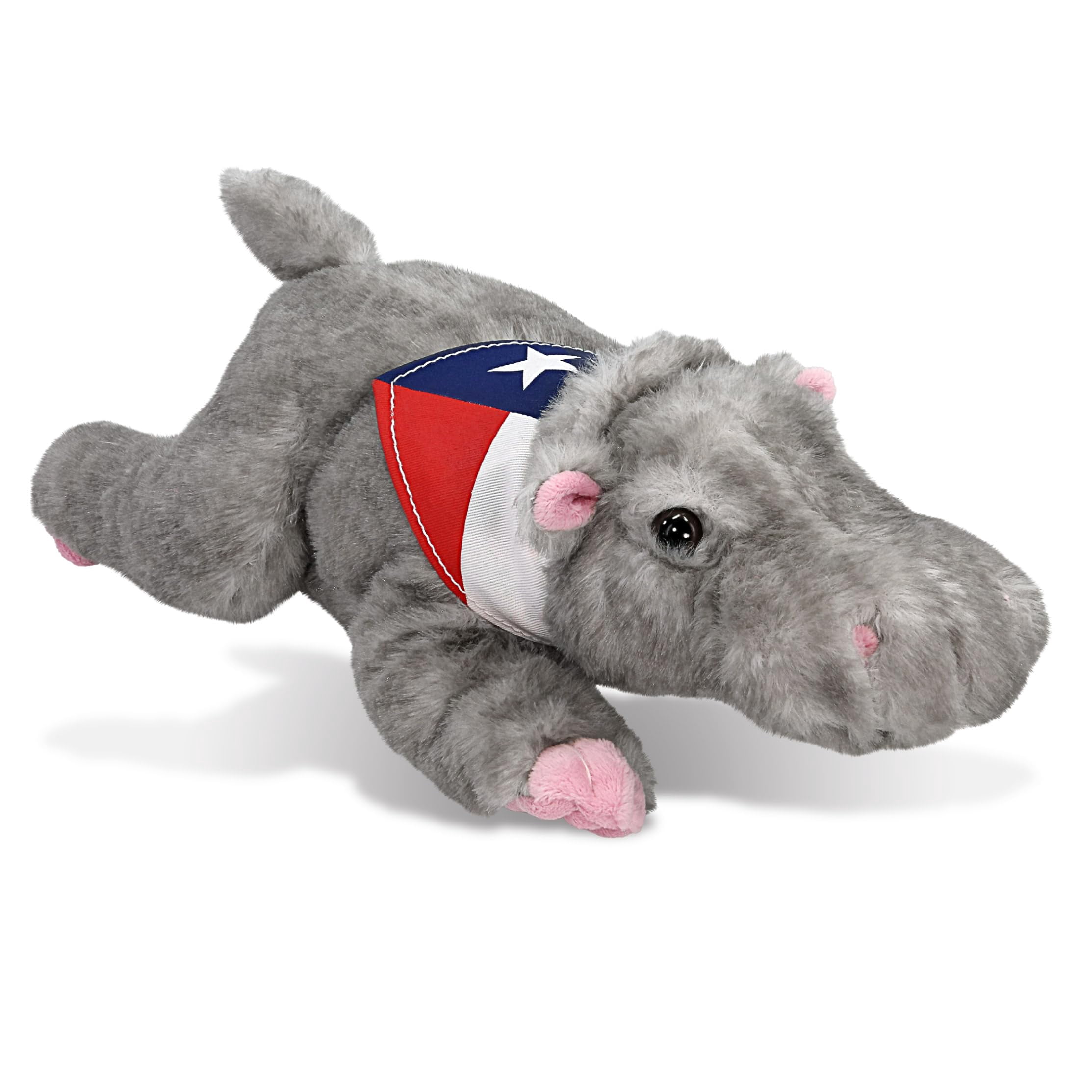 DolliBu Wild Collection Hippo Stuffed Animal with Texas Flag Bandana ...